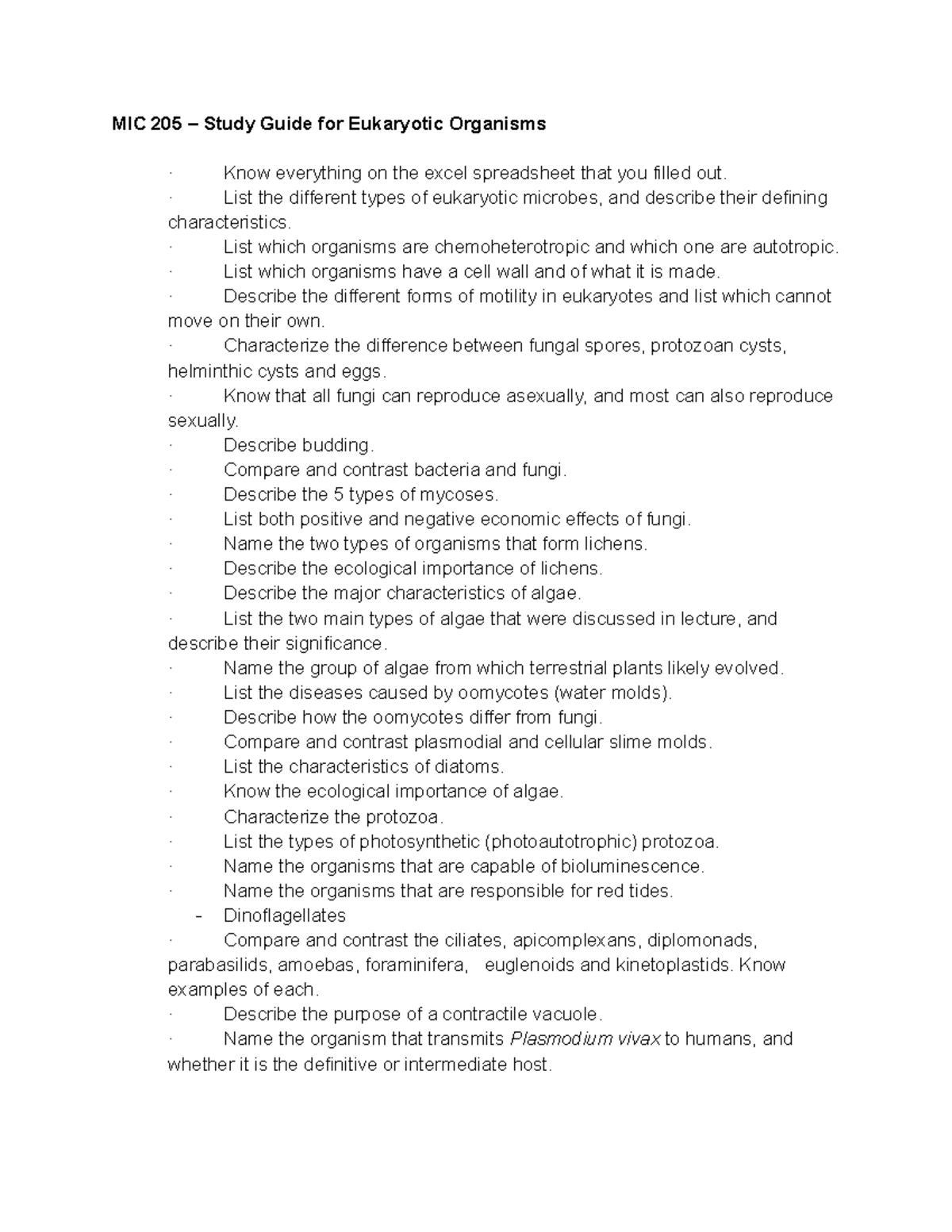 Microbio Study Guide - notes on micro exam 2 - MIC 205 – Study Guide ...