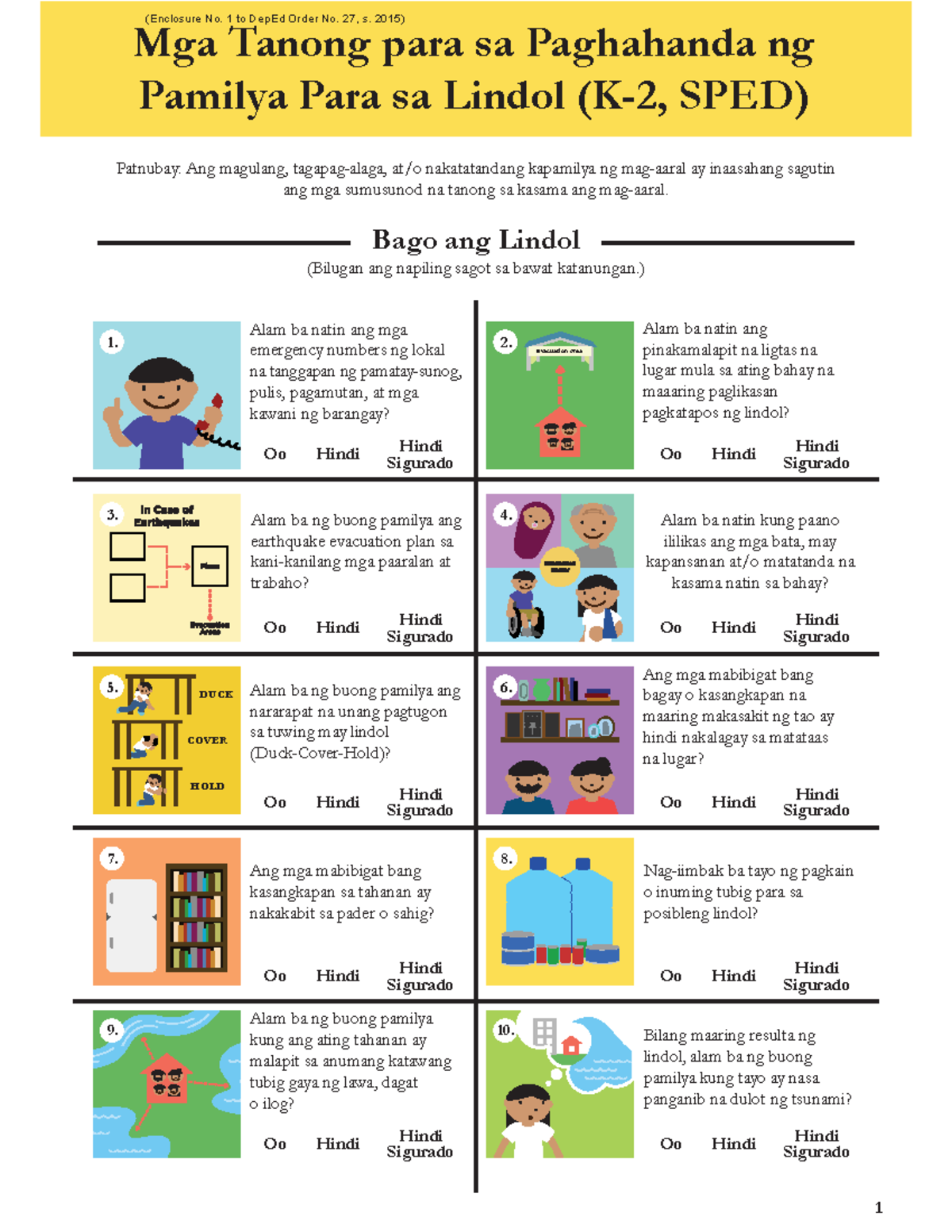 Promoting family earthquake preparedness - Oo Hindi Hindi Sigurado Mga ...