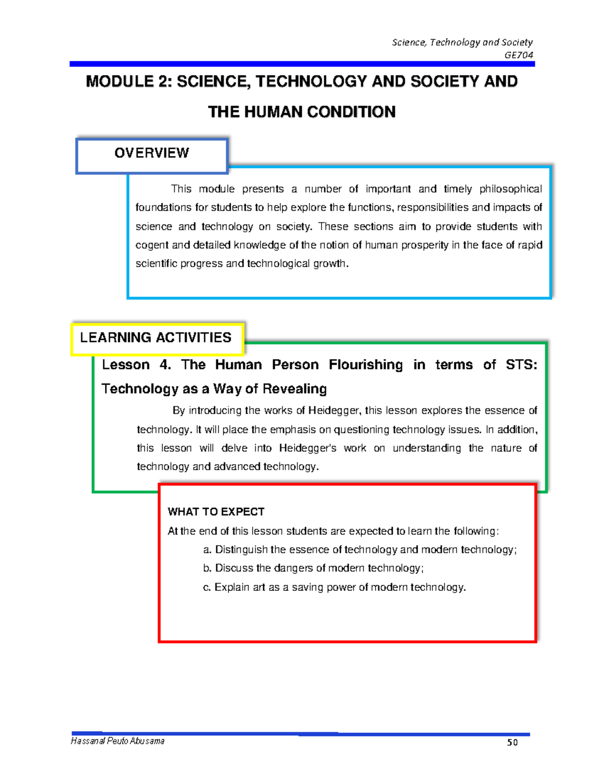 STS Module 2 2 - For student use only - GE MODULE 2: SCIENCE ...