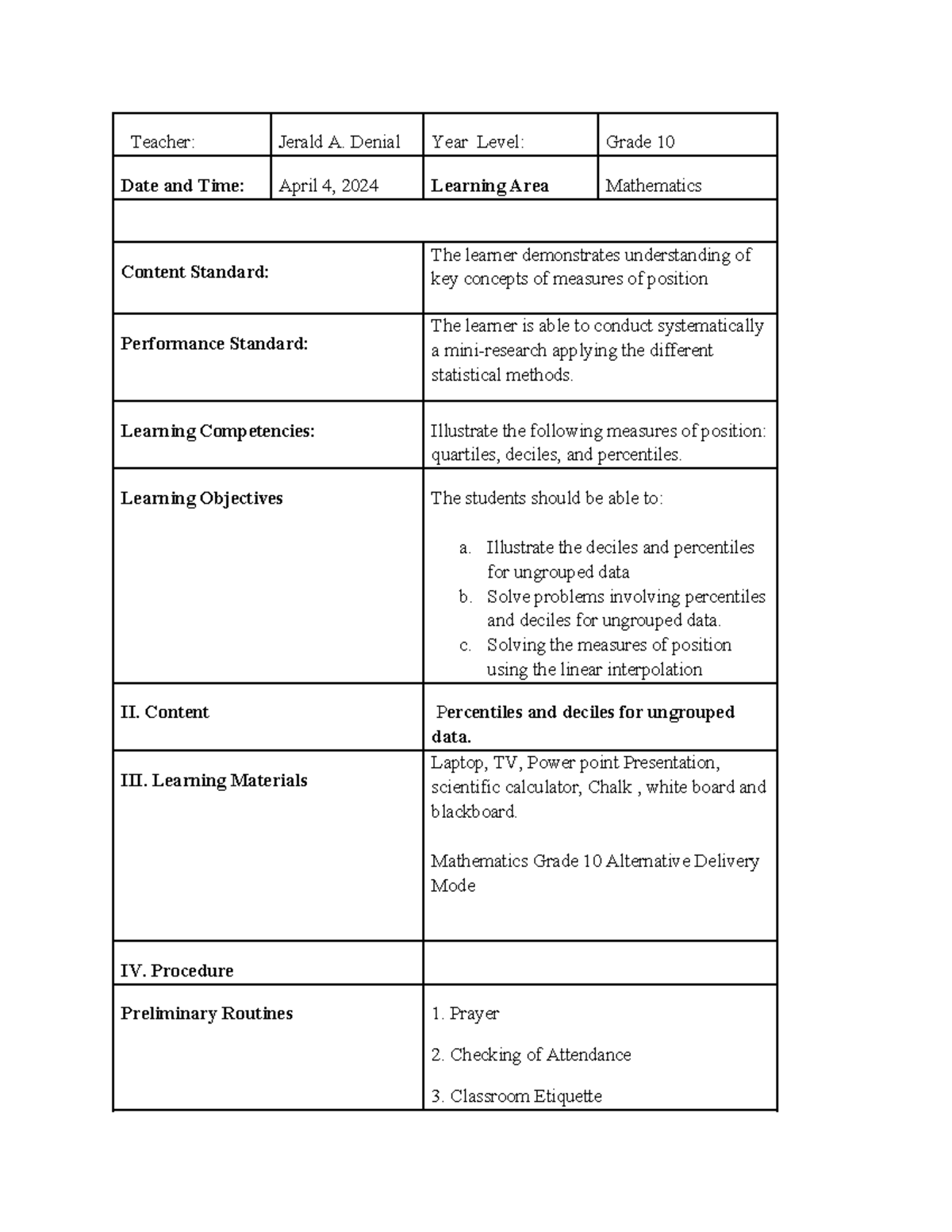 4rt lesson plan - Summary Bachelor in Secondary Education - Teacher ...