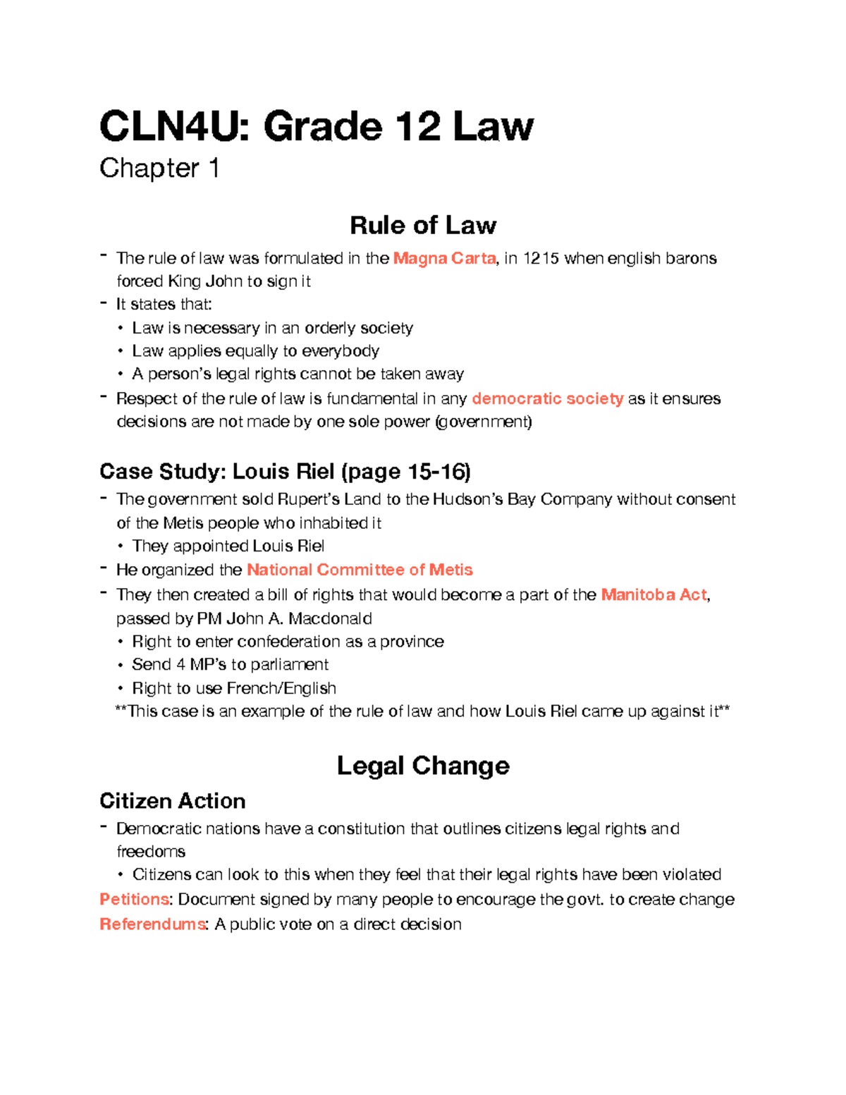 Chapter 1 and Chapter 2 Study Notes - Law - MGSC30 - U of T - Studocu