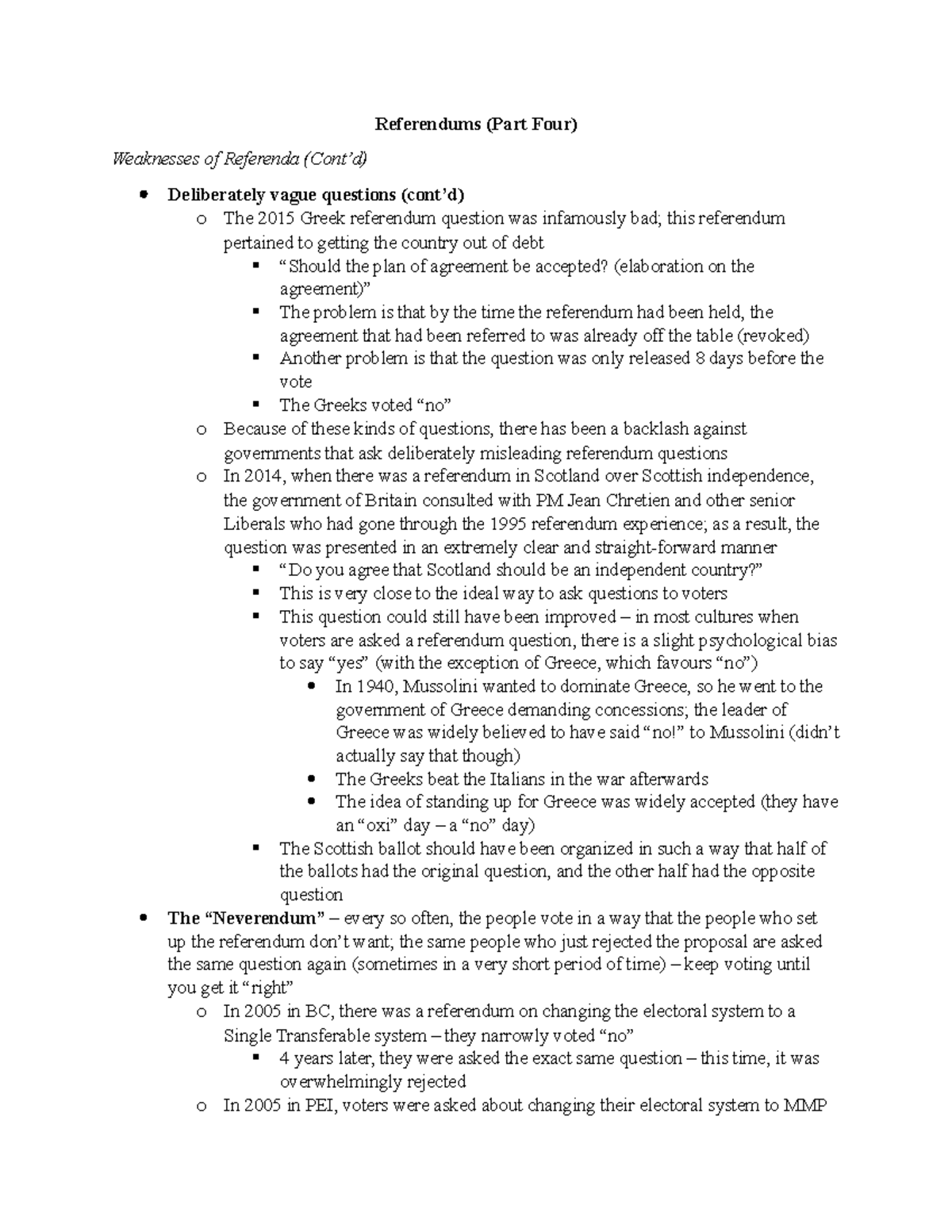 Lesson 24 - Referenda (Part Four) - Referendums (Part Four) Weaknesses ...