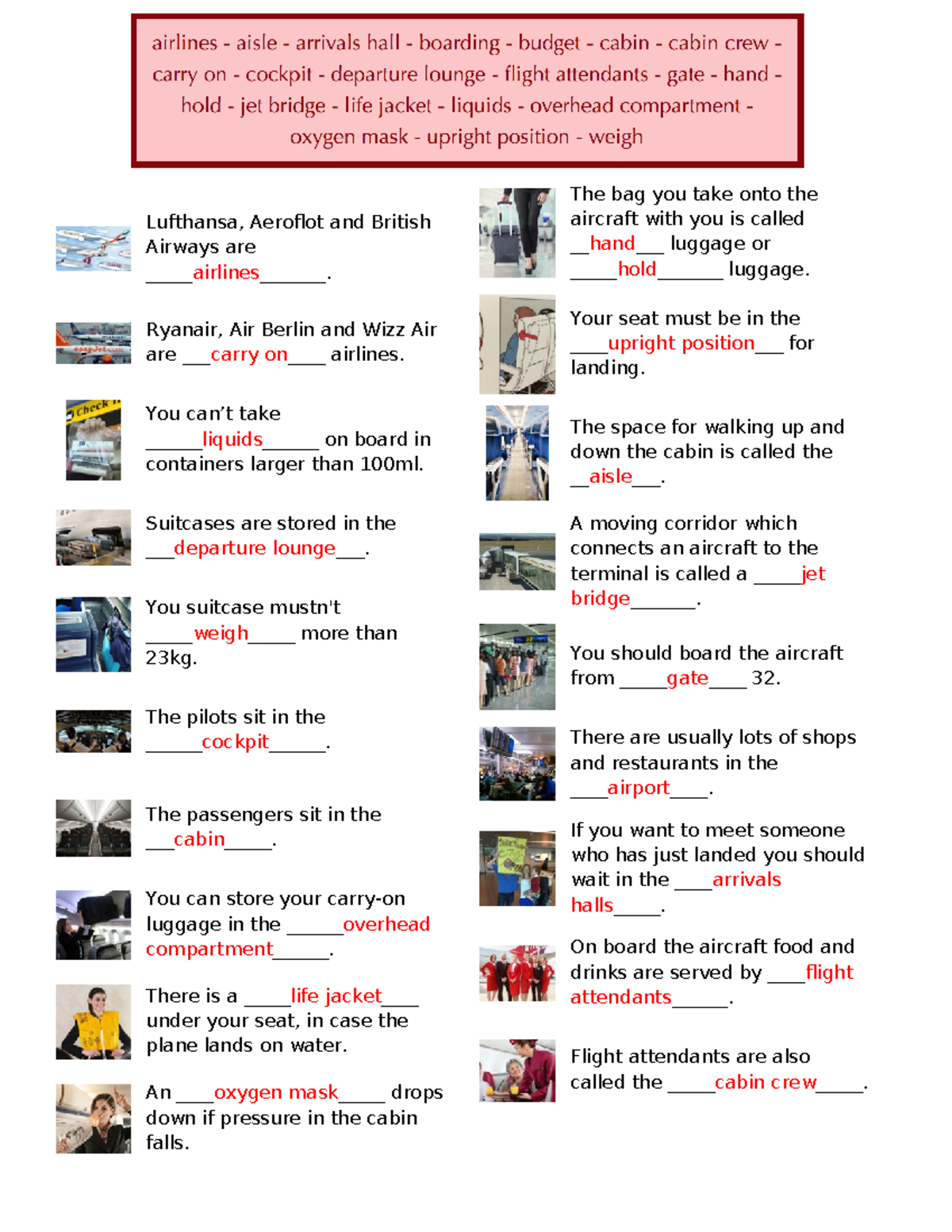 Airports and Airtravel Worksheet 2 - Lufthansa, Aeroflot and British ...