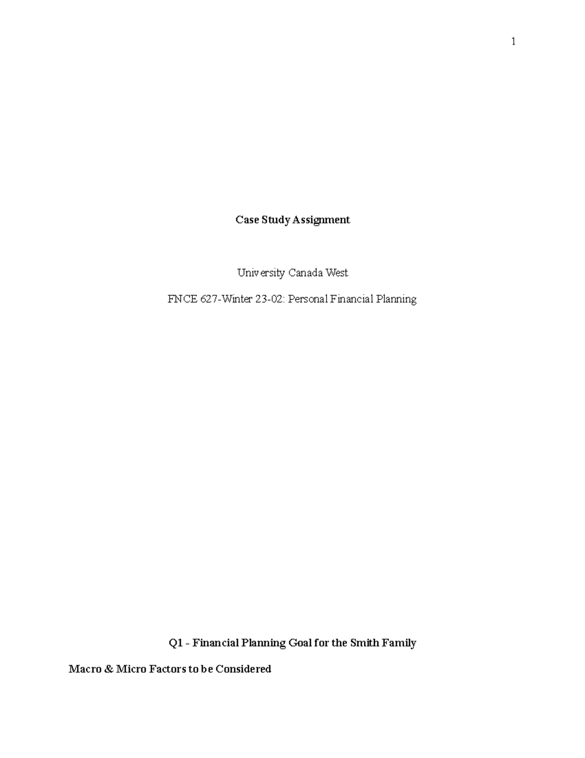 Case Study Assignment - Case Study Assignment University Canada West ...