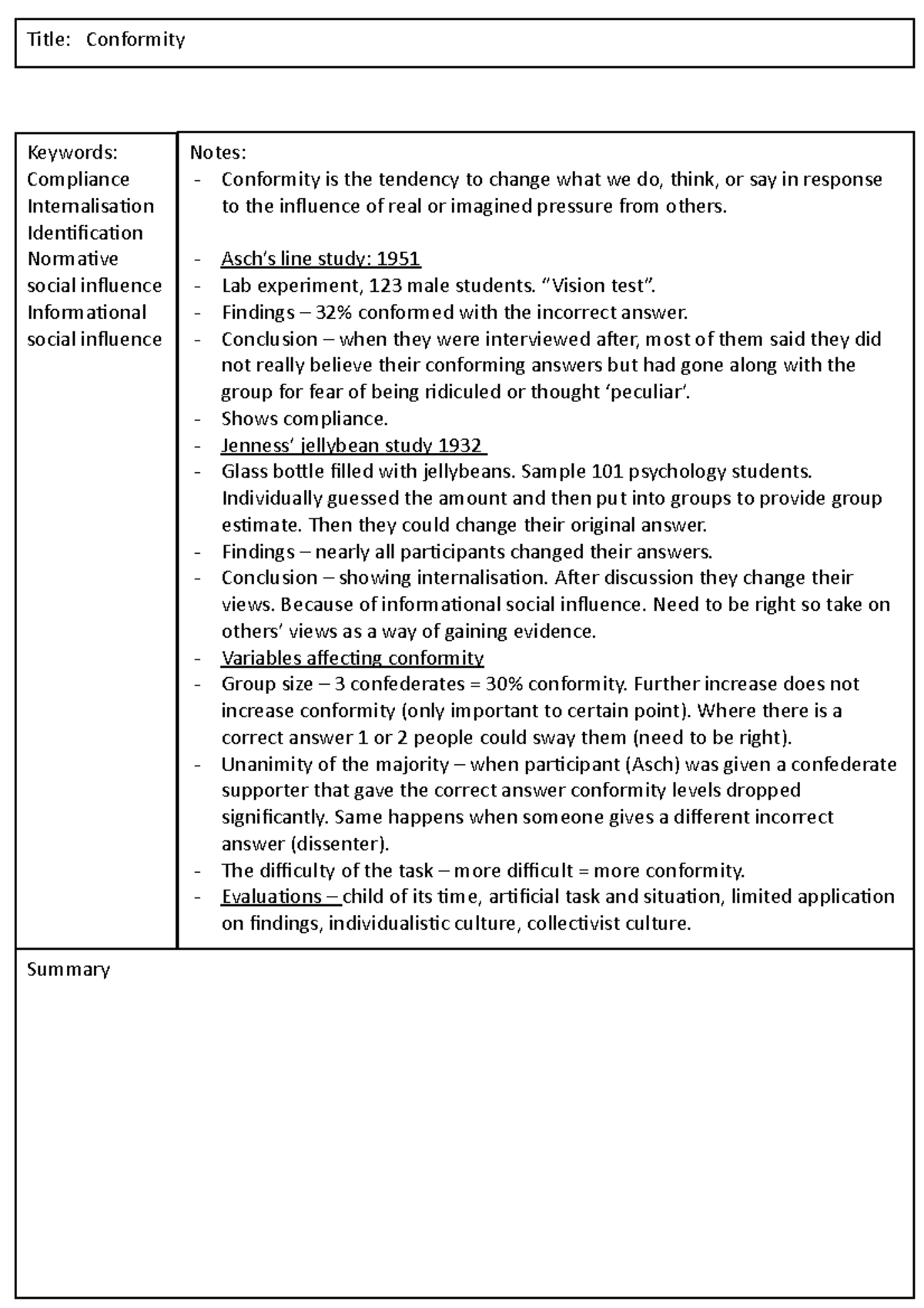 Conformity towards social rolls - Psychology - Notes: - Conformity is ...