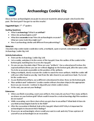 Archaeo Cookie Activity - Believe it or not, when archaeologists ...