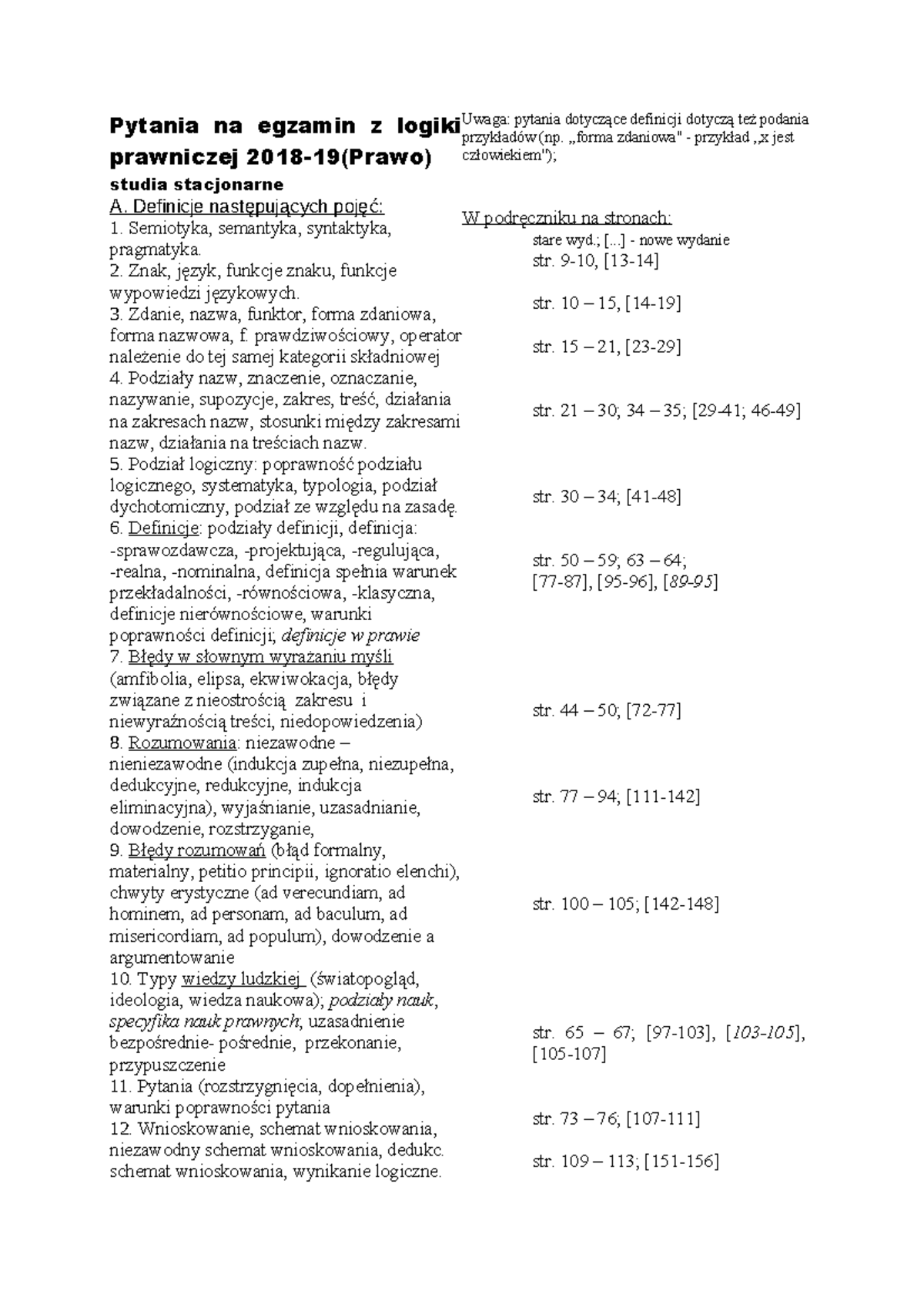 logika dla prawników skrypt - Logika (wykład) - KUL - Studocu