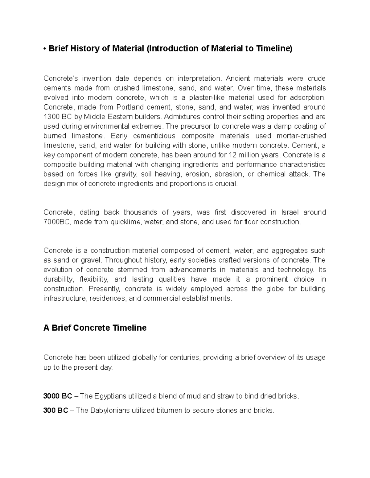 Concrete-final-real - hsvdshshdvdc - • Brief History of Material ...