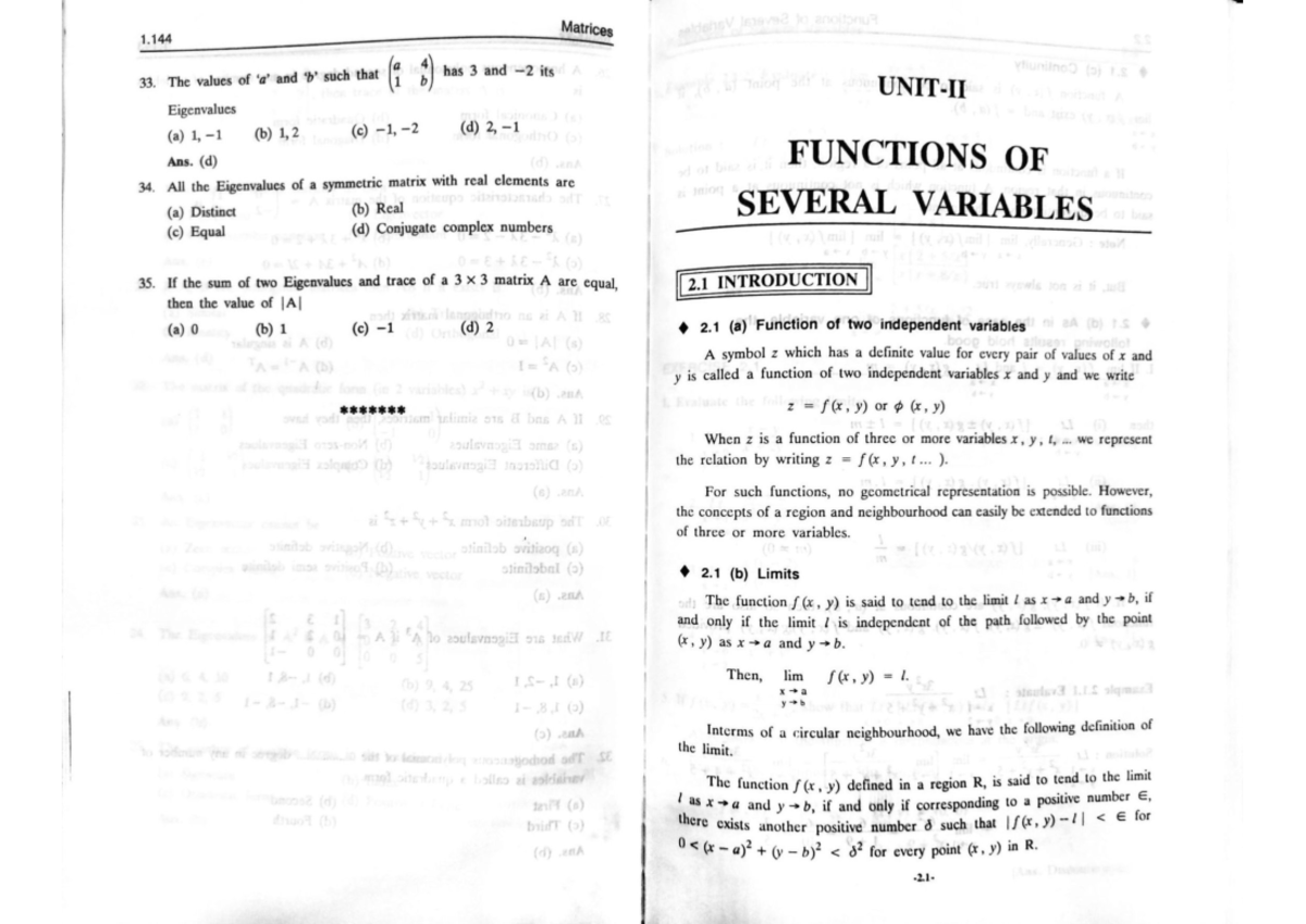 G.Balaji - Unit 2 - PDF of maths book for Unit 2 - Calculus and linear algebra - Studocu