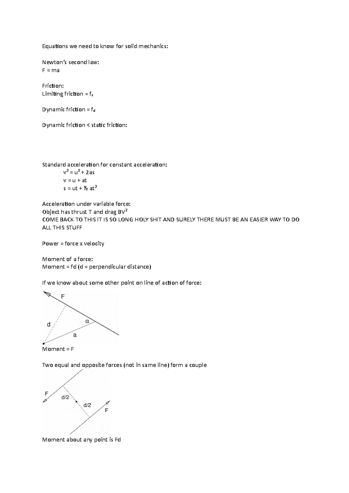 Equations We Need To Know For Solid Mechanics Autosaved Equations