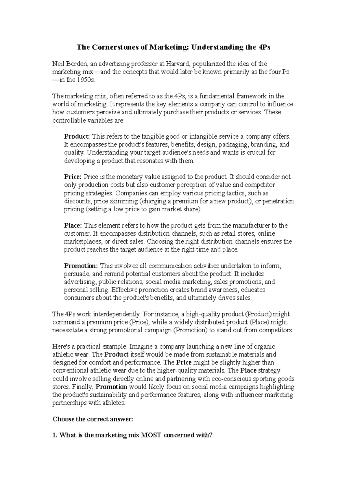 Further Practice-with KEY - The Cornerstones of Marketing ...