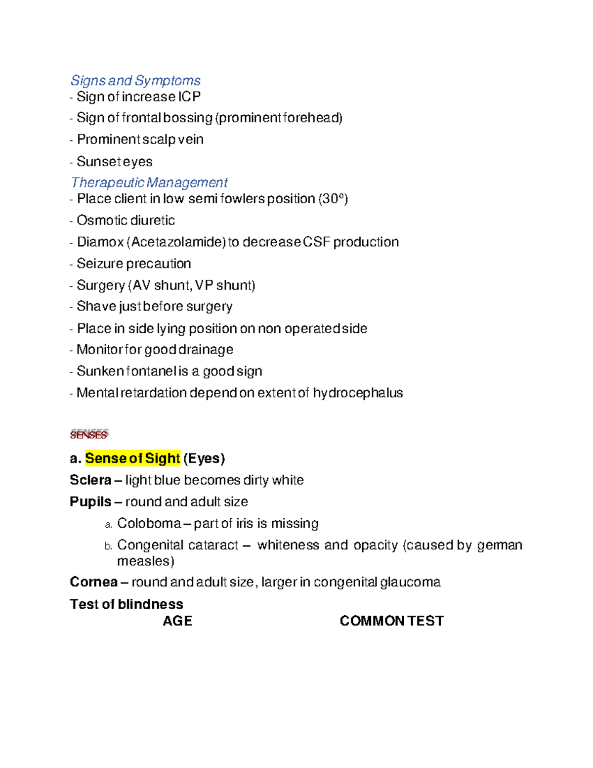 Therapeutic Management - Signs and Symptoms - Sign of increase ICP ...