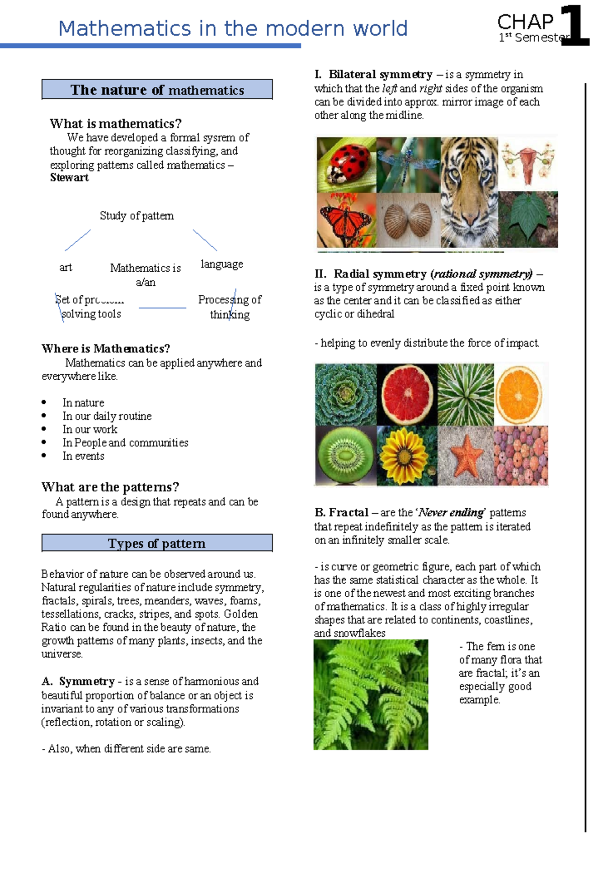 C1- Mathematics in the modern world 1 - 1 st Semester 1 CHAP TER ...