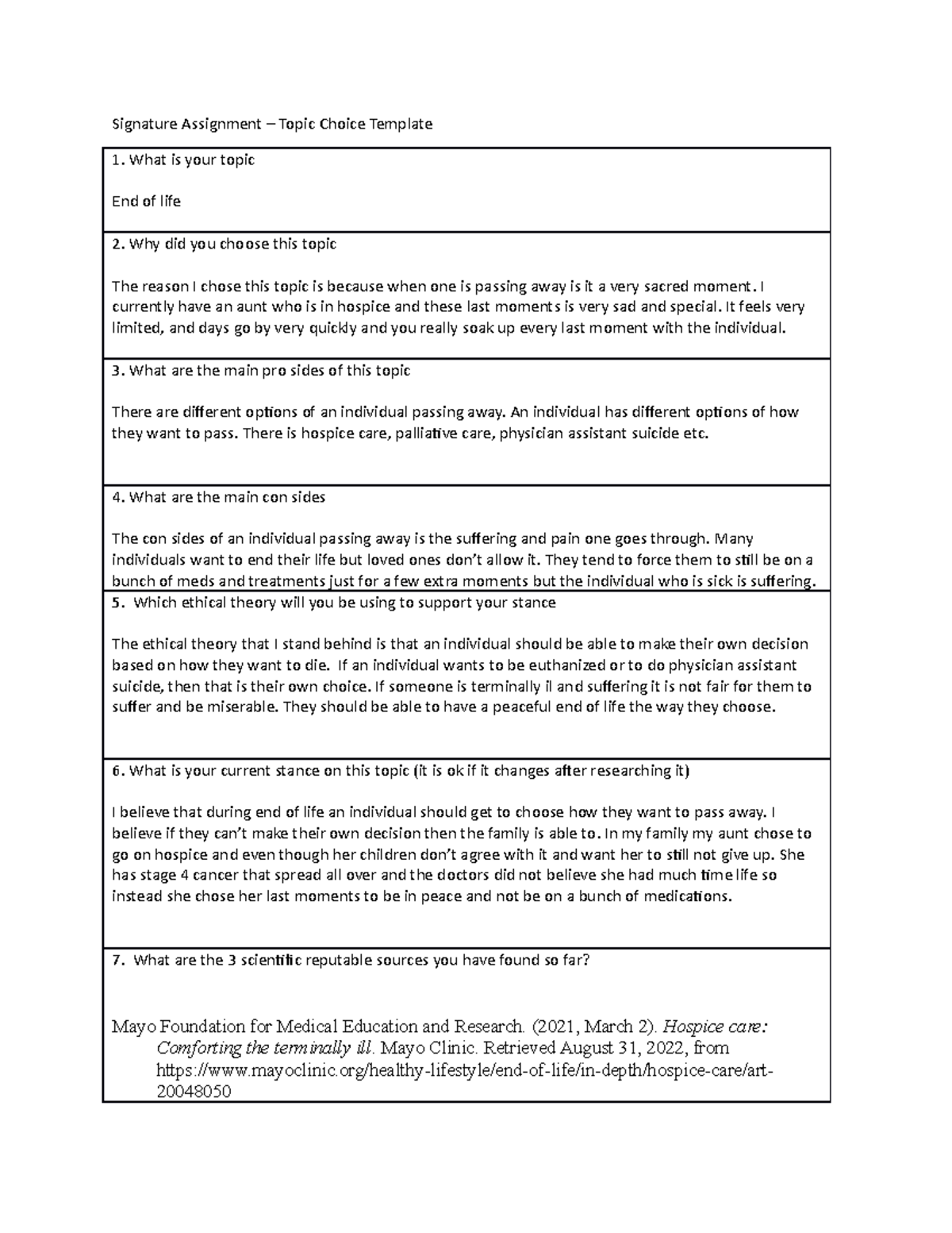 Signature Assignment topic choice template-1 - Signature Assignment – Topic Choice Template What ...