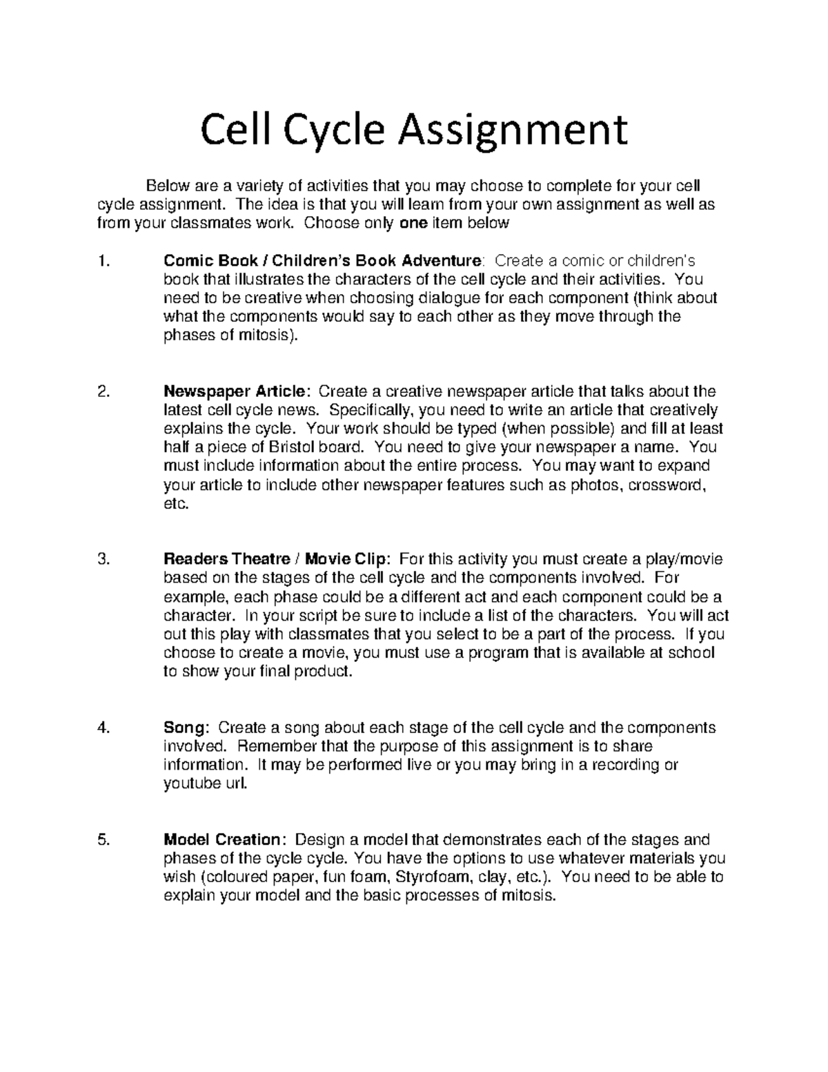 3a-Cell Cycle Assignment - Cell Cycle Assignment Below are a variety of ...