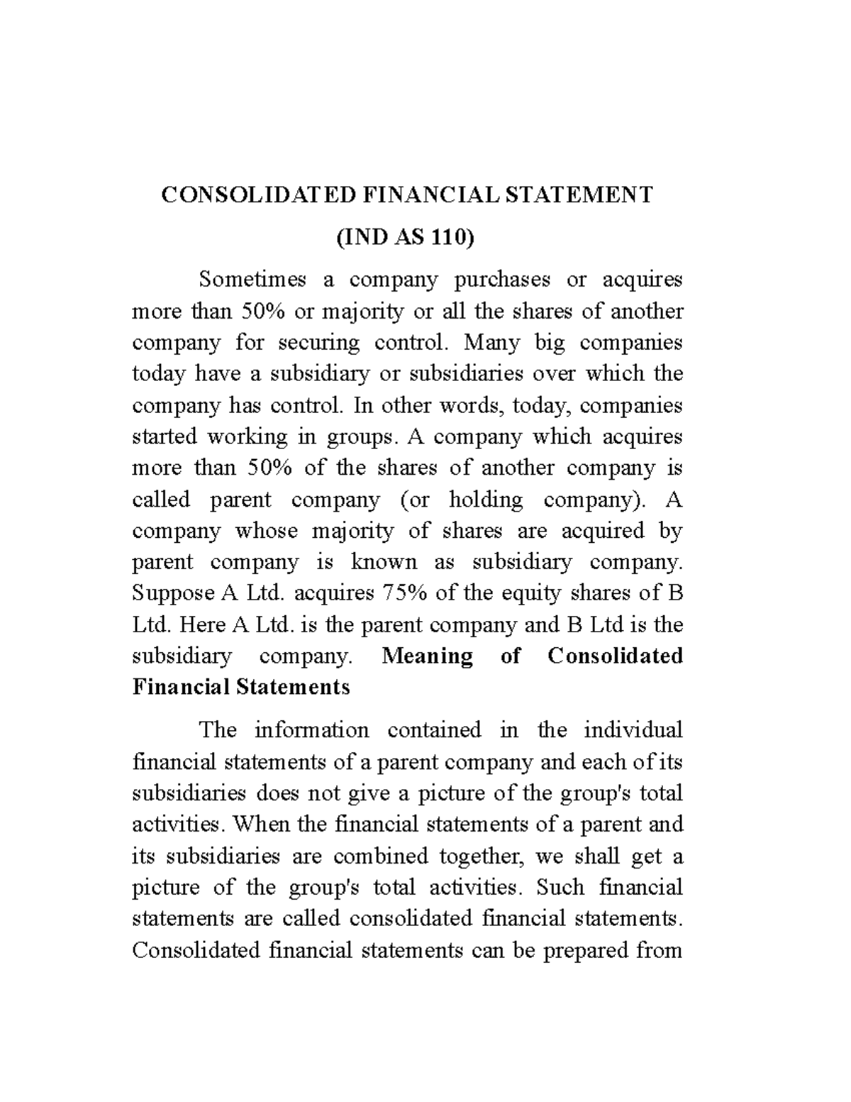 Consolidated Financial Statement - CONSOLIDATED FINANCIAL STATEMENT ...