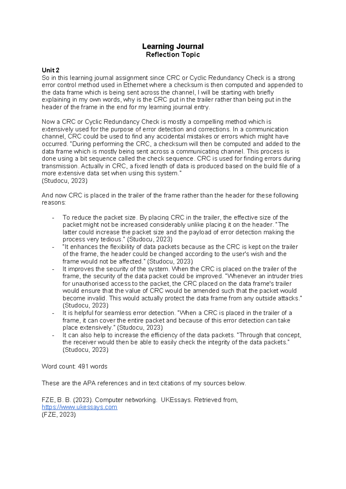 Learning Journal - Unit 2 - Learning Journal Reflection Topic Unit 2 So in this learning journal ...