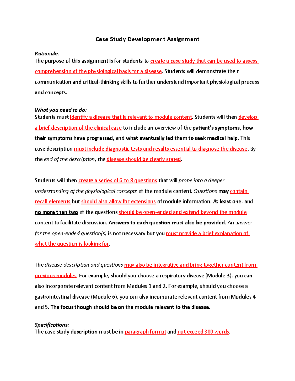 Case Study Development Assignment - Case Study Development Assignment Rationale: The purpose of ...