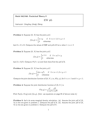 Homework 4 - Statistical Theory I - Math 540/640: Statistical Theory I ...