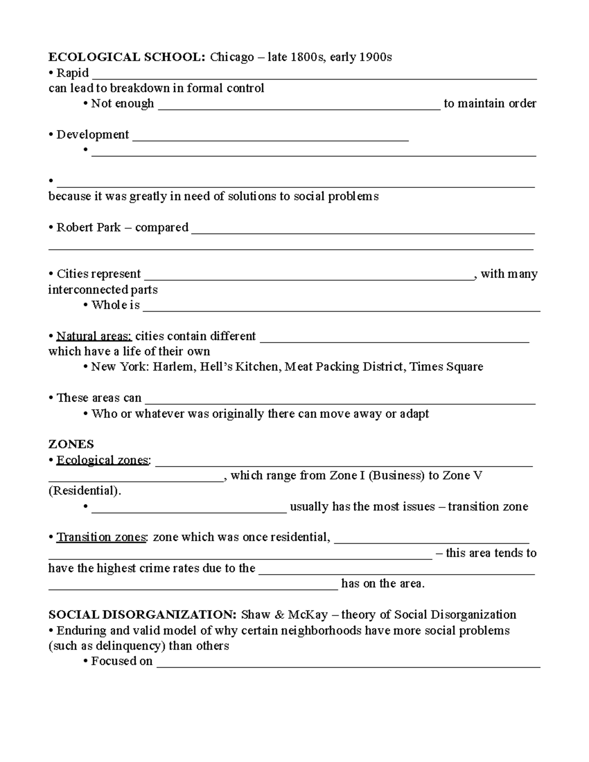 003 Chicago School Social Disorganization Fill In Notes 2022 ...