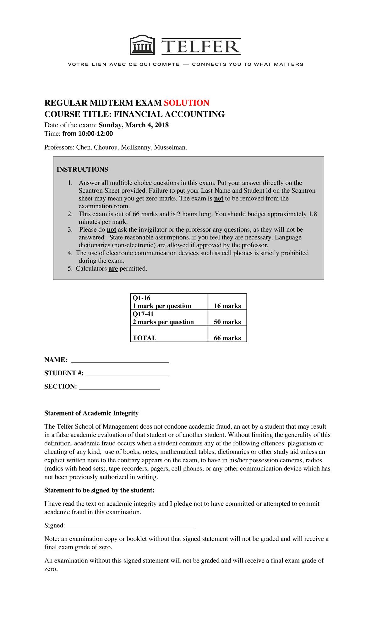 Practice midterm exam - REGULAR MIDTERM EXAM SOLUTION COURSE TITLE: FINANCIAL ACCOUNTING Date of ...
