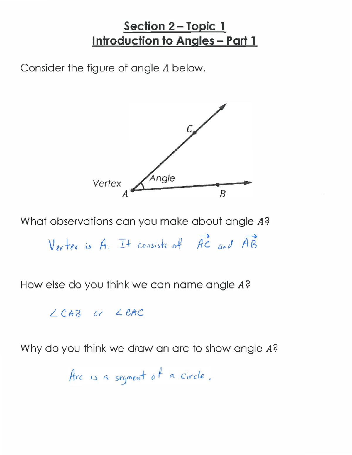 Section 2 - algebra - Section 2 - Topic 1 Introduction to Angles - Part ...