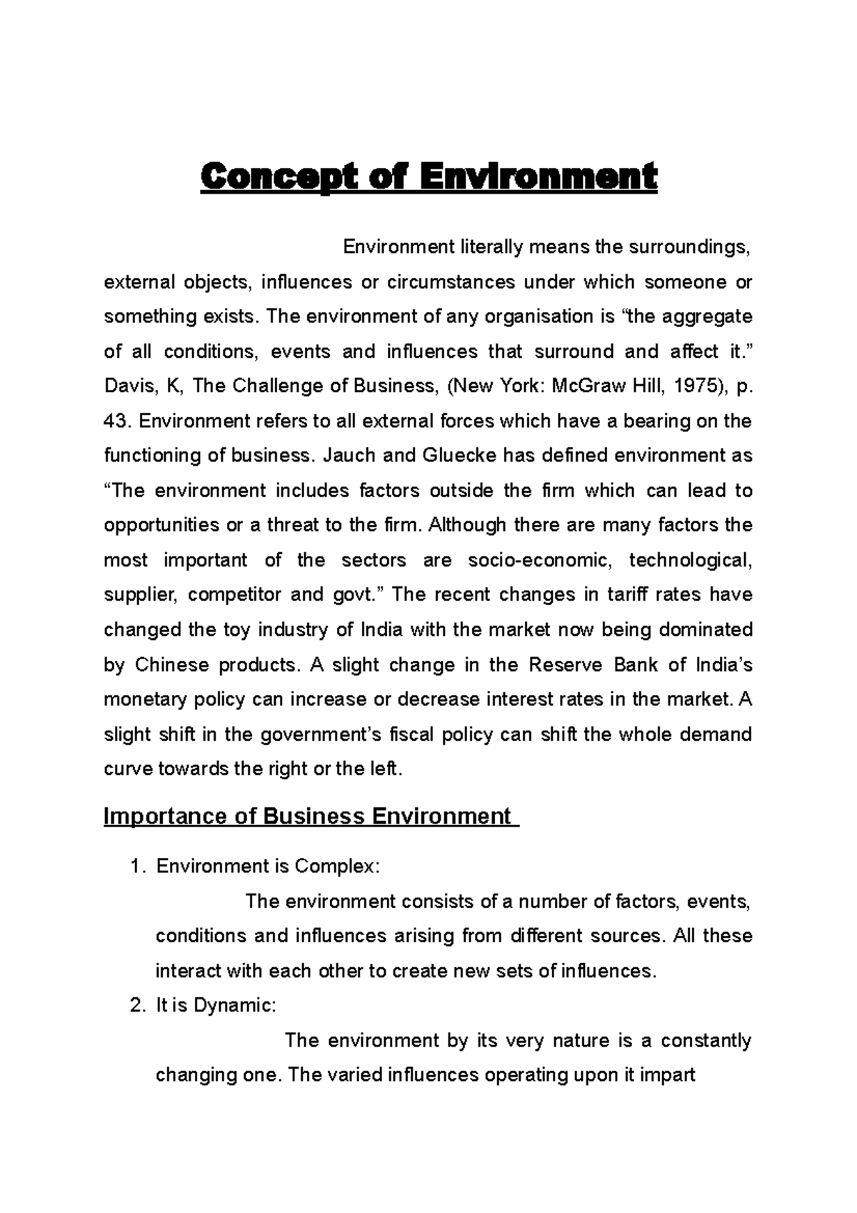 Concept of Environment - Concept of Environment Environment literally ...