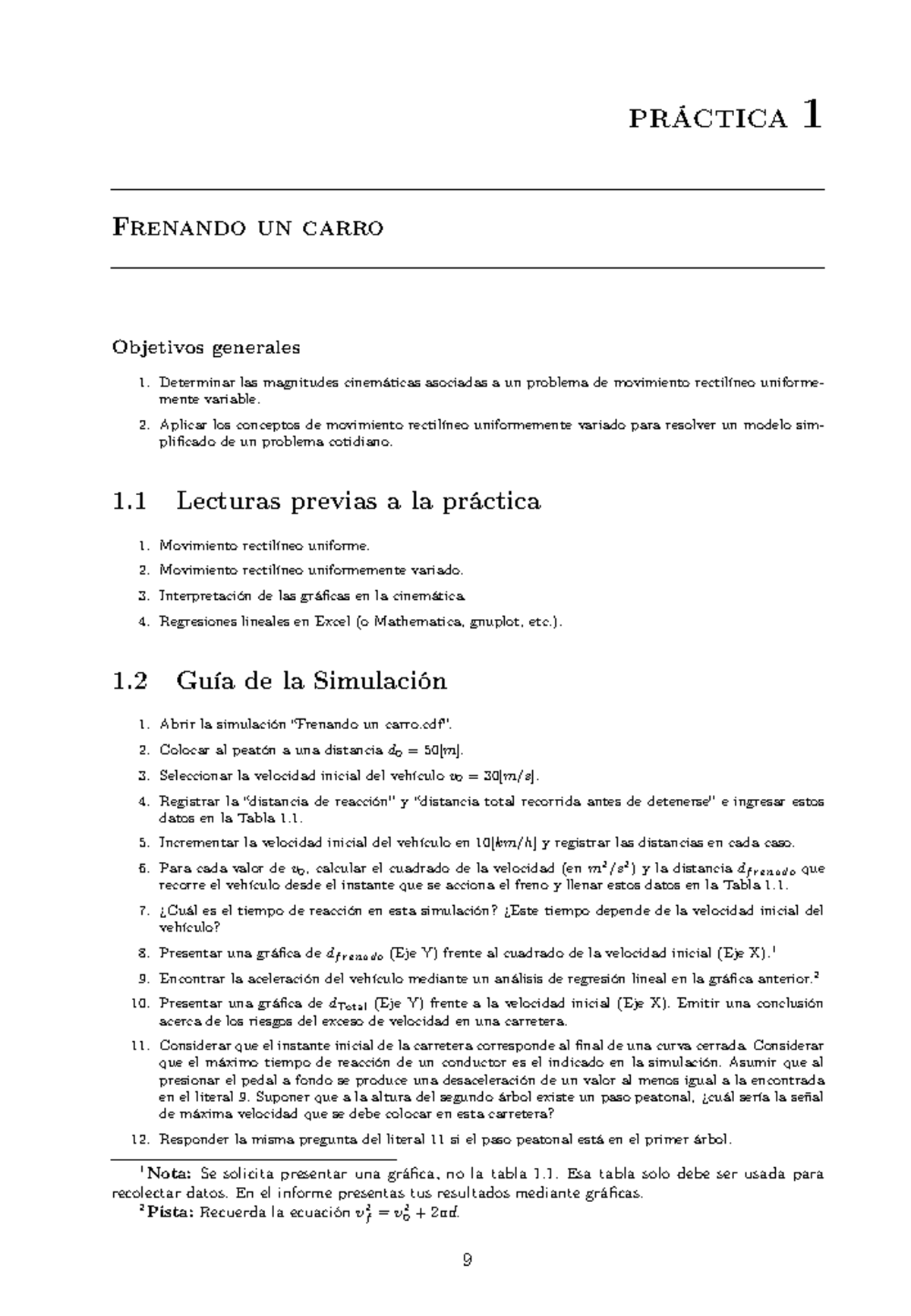 P1 Frenando un carro, guía - PRÁCTICA 1 Frenando un carro Objetivos ...