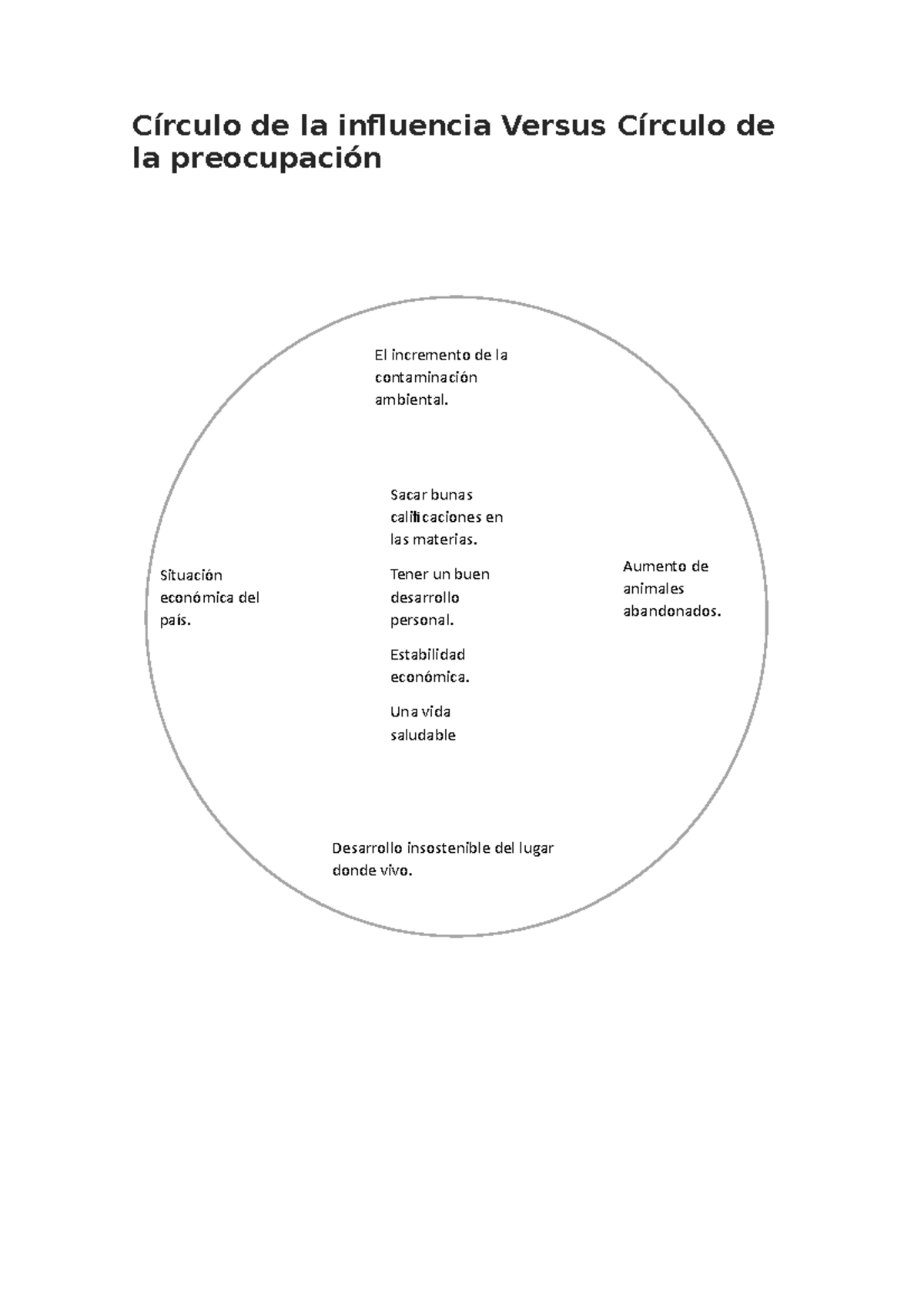 Círculo de la influencia Versus Círculo de la preocupación - Círculo de ...