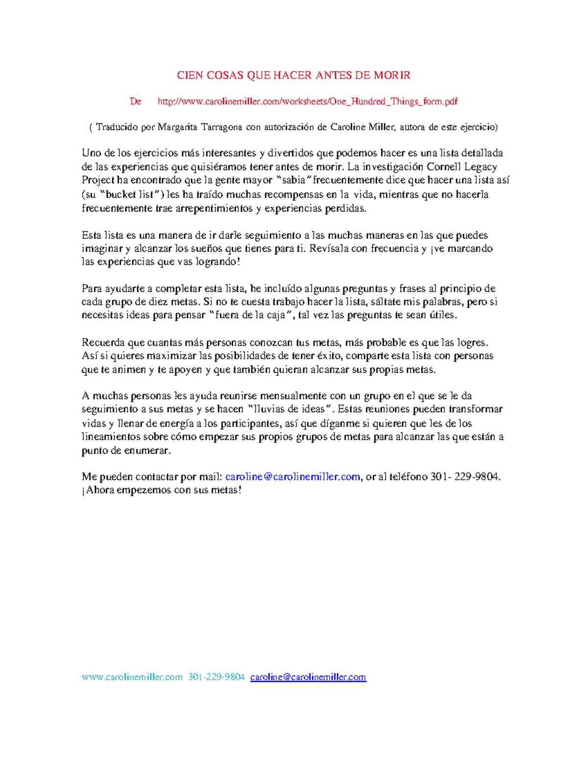 100 cosas completo - CIEN COSAS QUE HACER ANTES DE MORIR De - Studocu