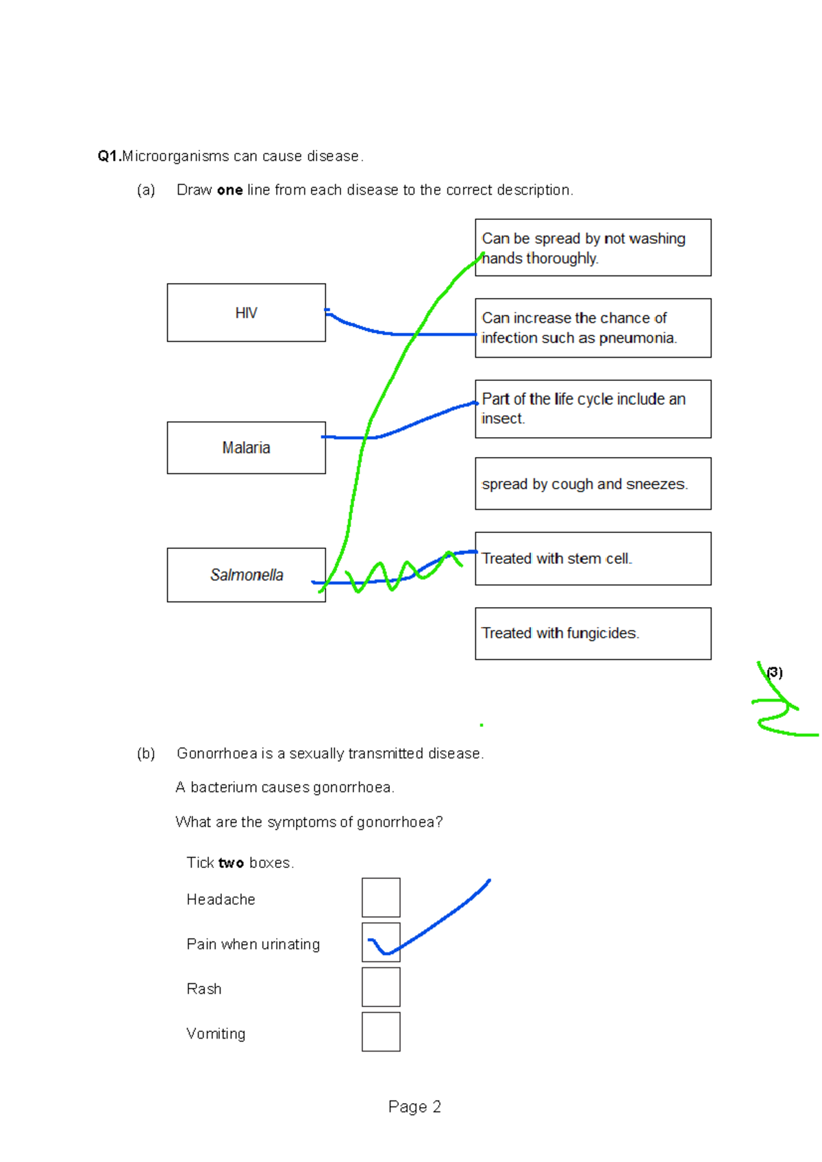 Communicable Diseases 1 QP - Q1 can cause disease. (a) Draw one line ...
