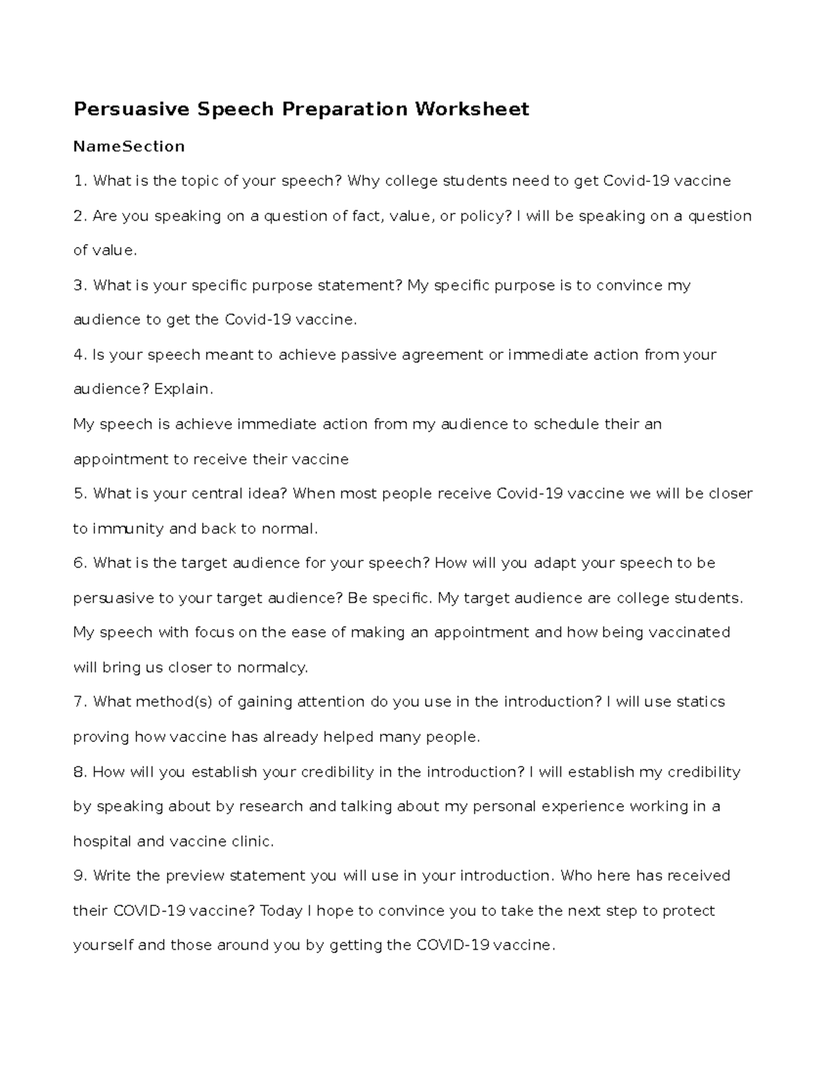 Persuasive Speech preparation worksheet 2020 - Persuasive Speech ...