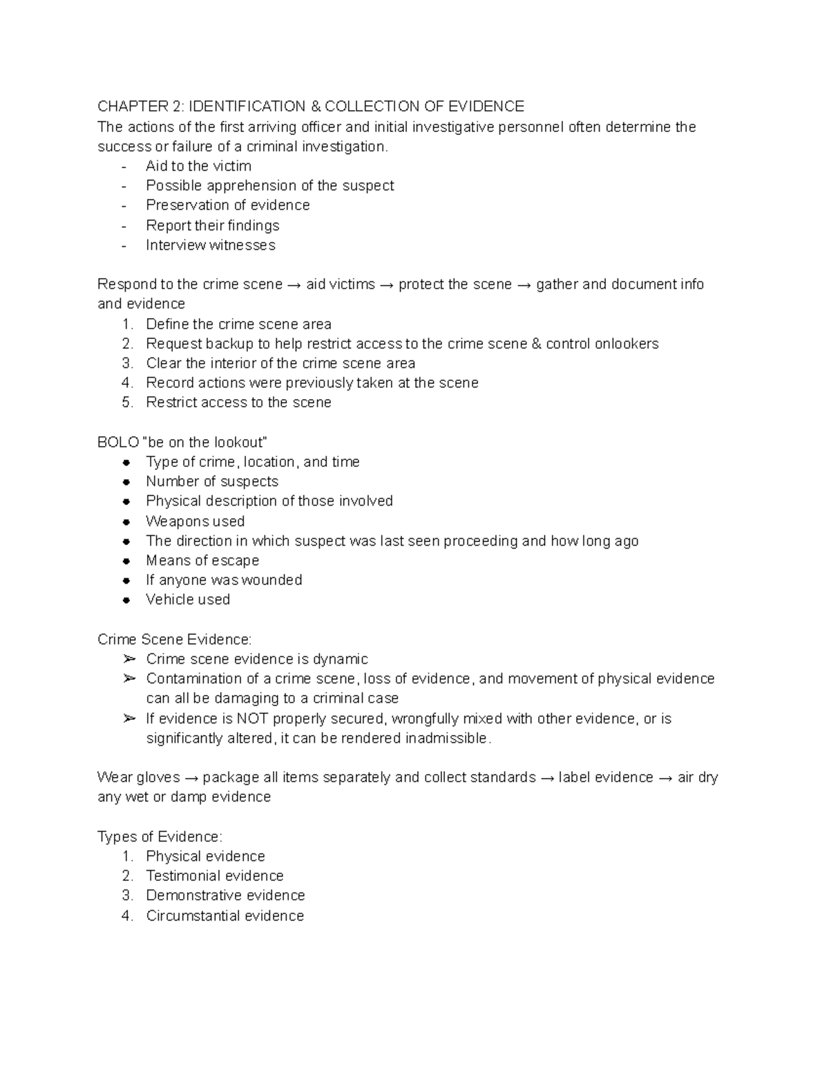 Criminal Investigation CH2 - CHAPTER 2: IDENTIFICATION & COLLECTION OF ...