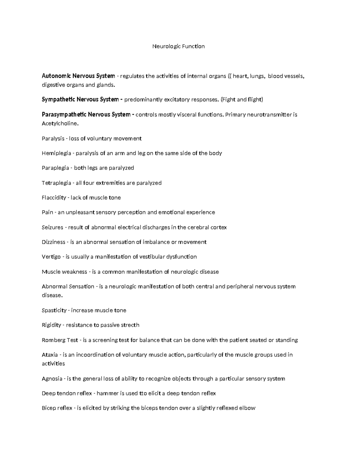 Neurologic Func-WPS Office - Neurologic Function Autonomic Nervous ...