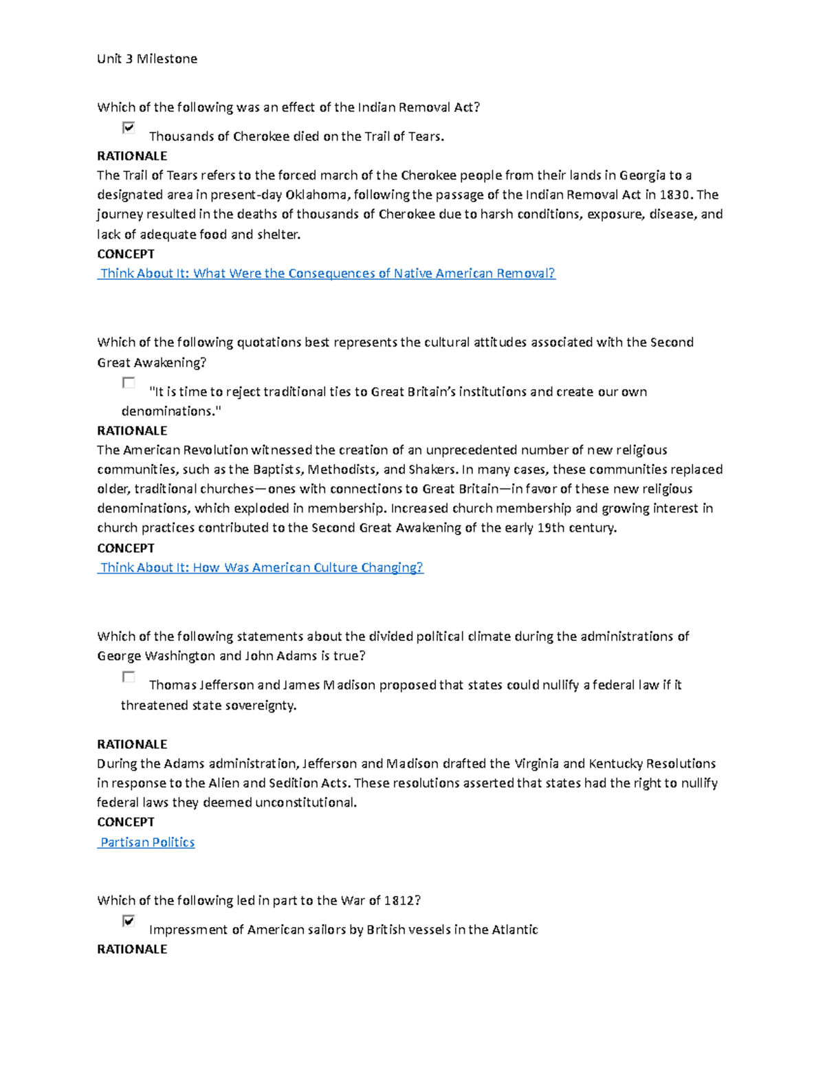 Unit 3 Milestone - Which of the following was an effect of the Indian ...