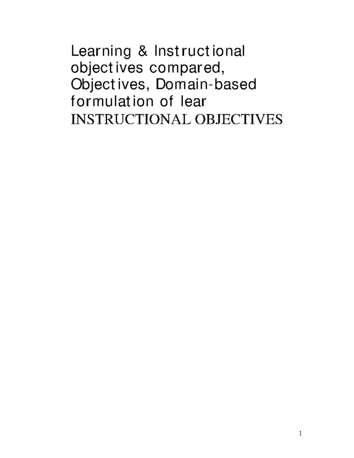 ASL module - Learning & Instructional objectives compared, Objectives ...