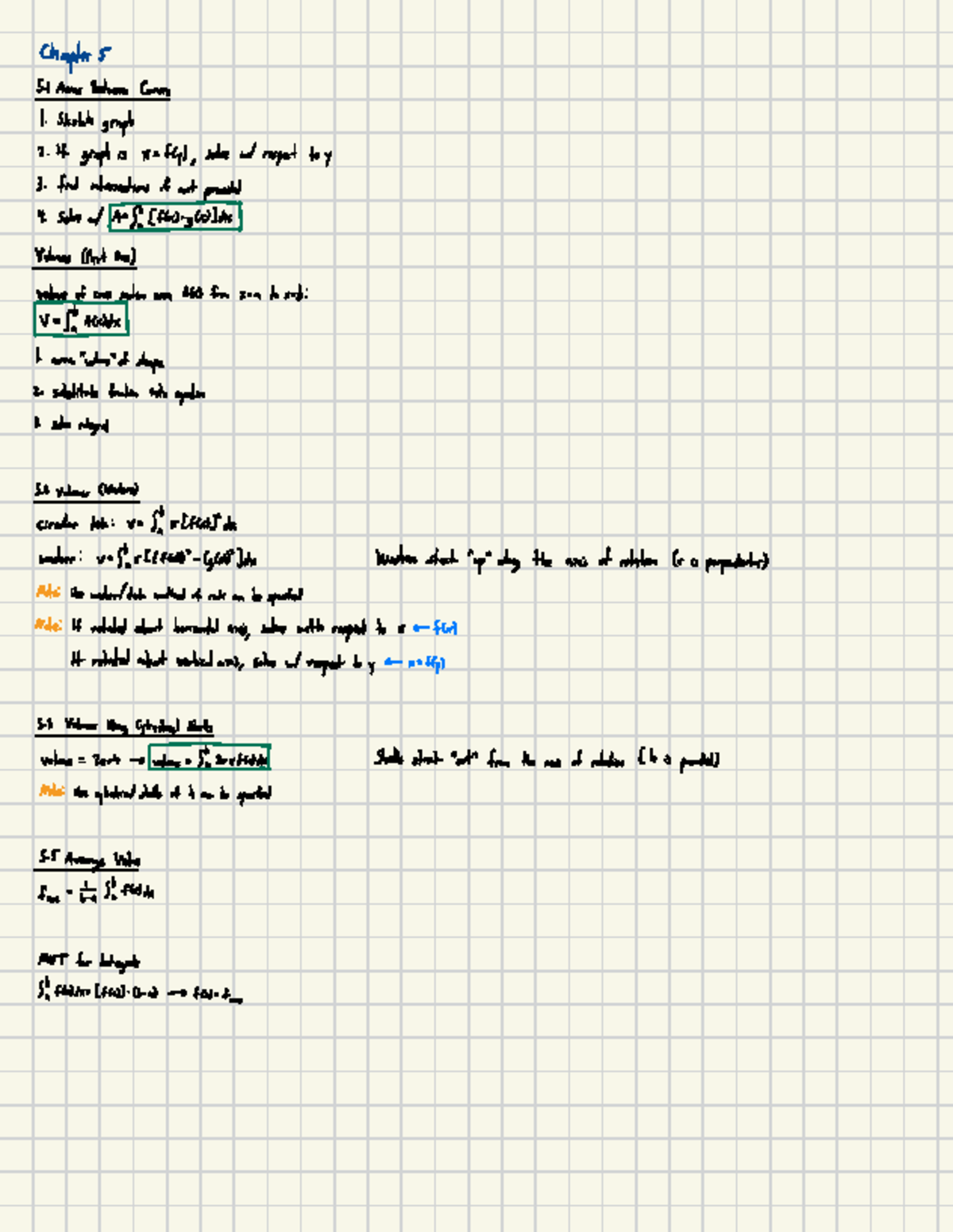 AP Calculus Chapter 5 Notes - Chapter 5 S . / Areas Between Curves 1 ...