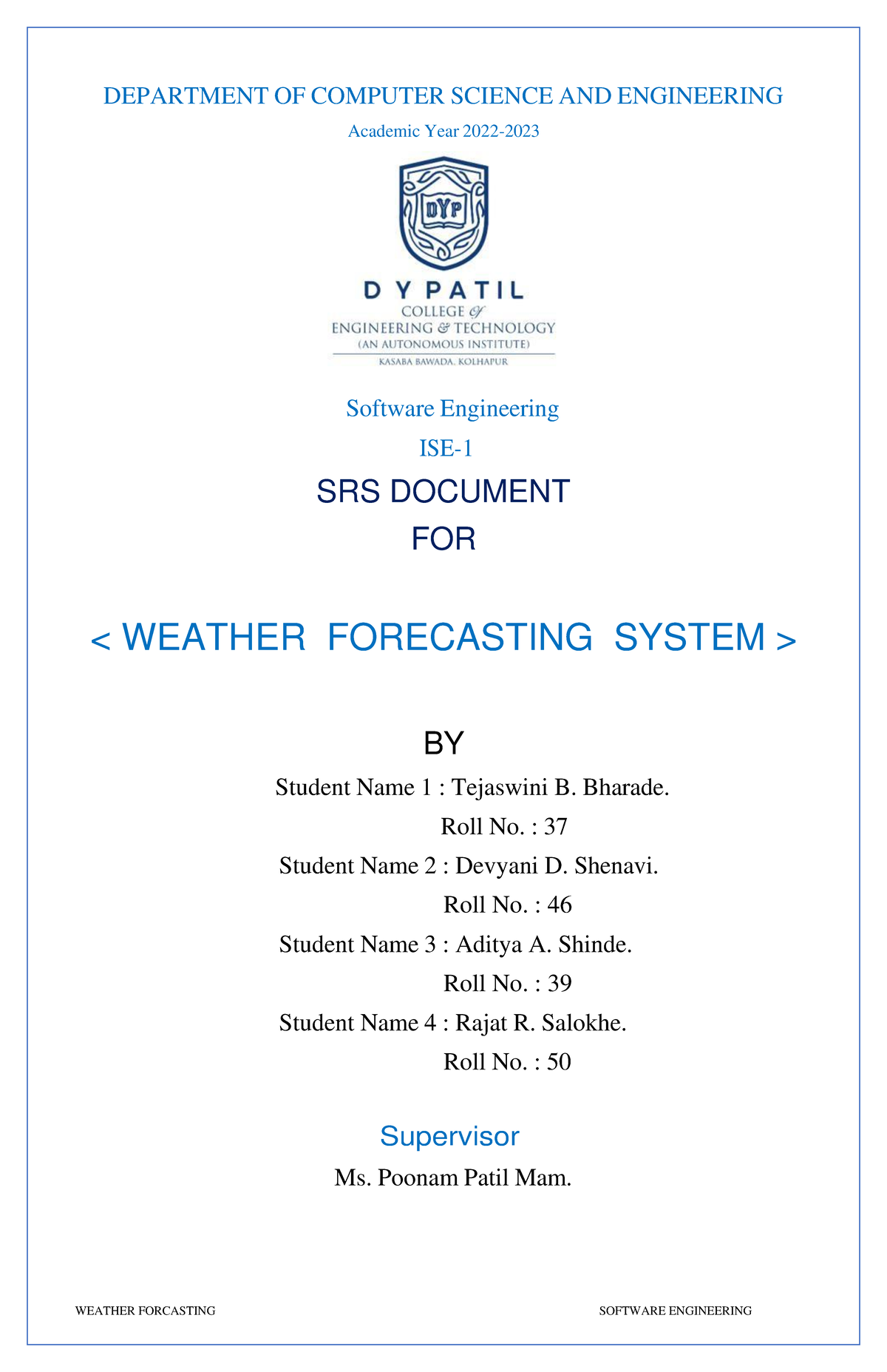 SE SRS - This is software engineering project - DEPARTMENT OF COMPUTER SCIENCE AND ENGINEERING ...