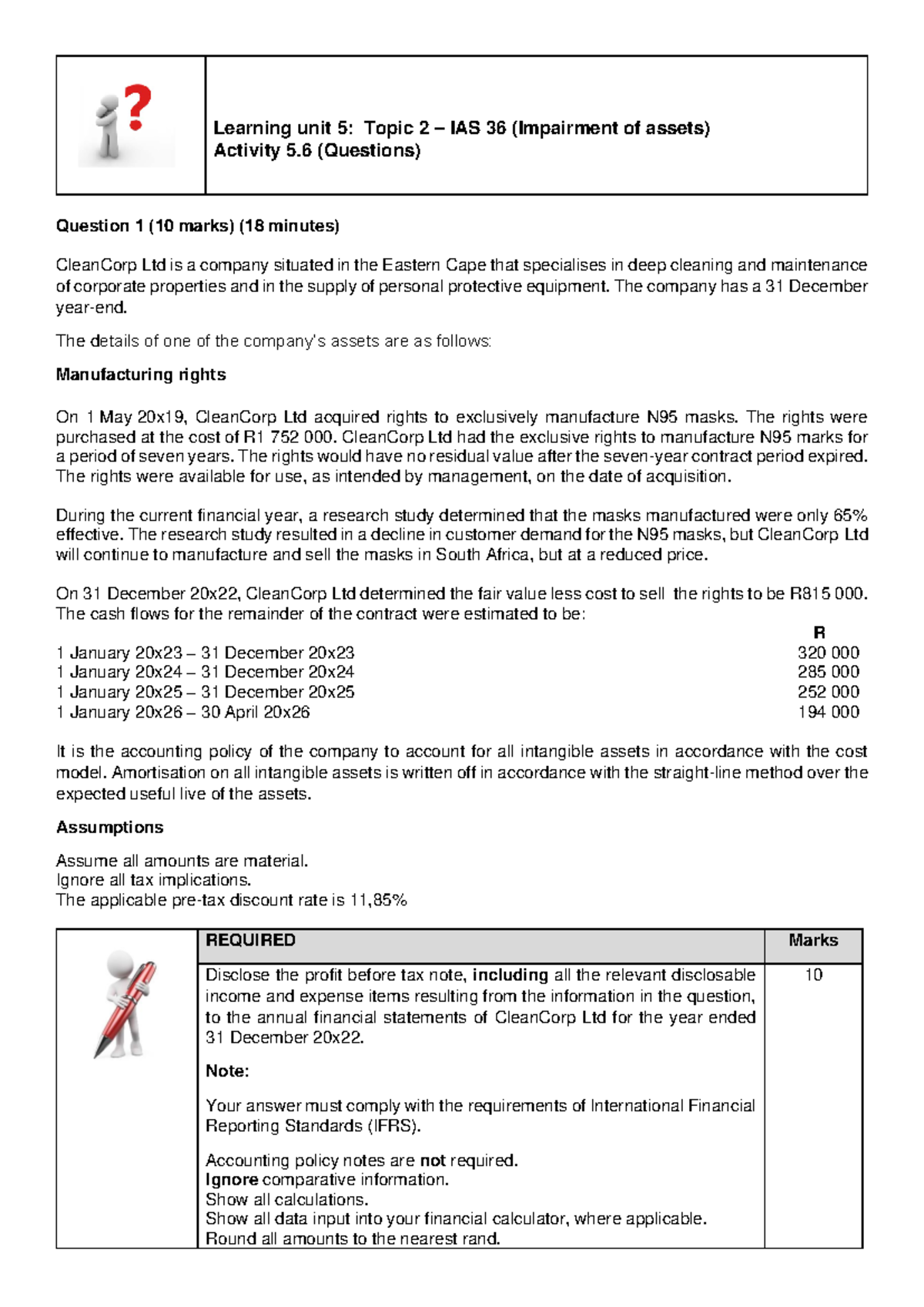 IAS 36 Activity 5 - Learning unit 5 : Topic 2 – IAS 36 (Impairment of ...