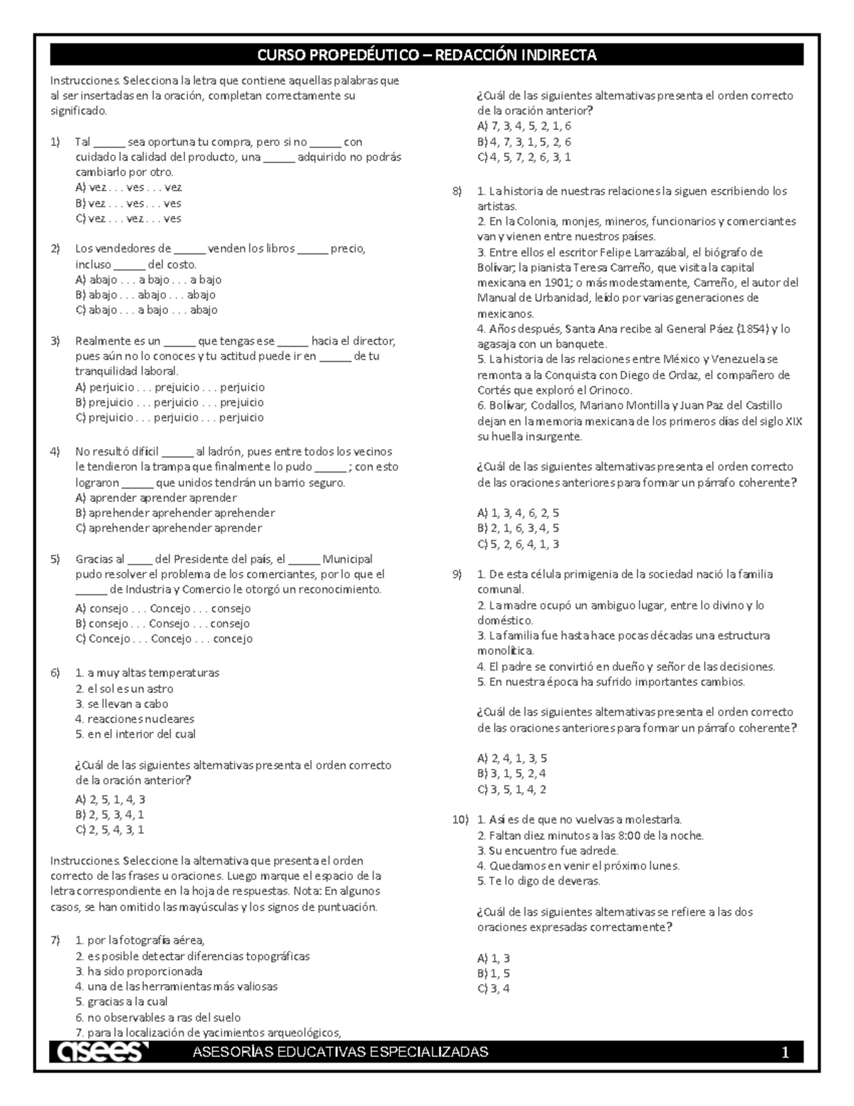 EX RI 24 II - asdads - CURSO PROPEDÉUTICO – REDACCIÓN INDIRECTA ...