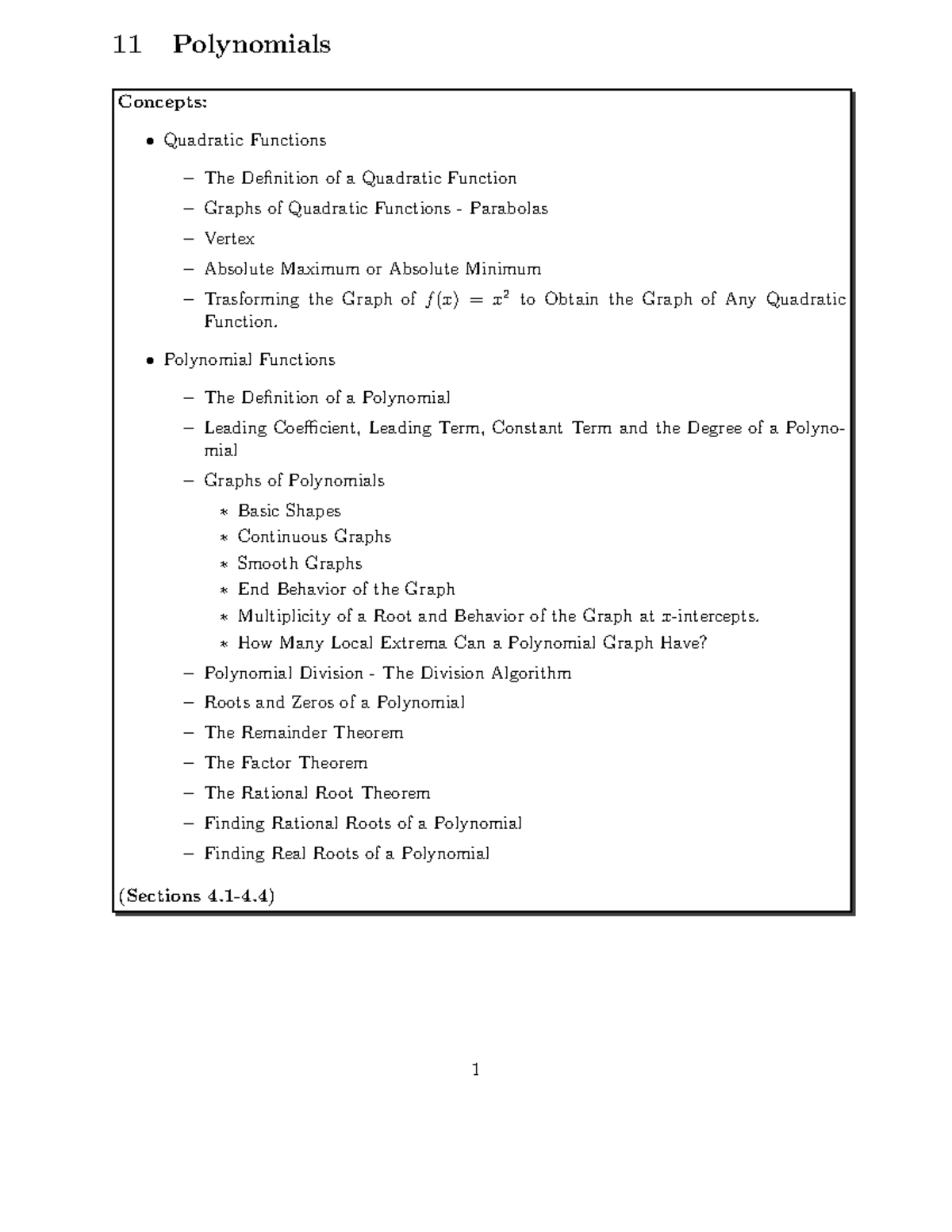 11 polynomials notes complete typeset - 11 Polynomials Concepts ...