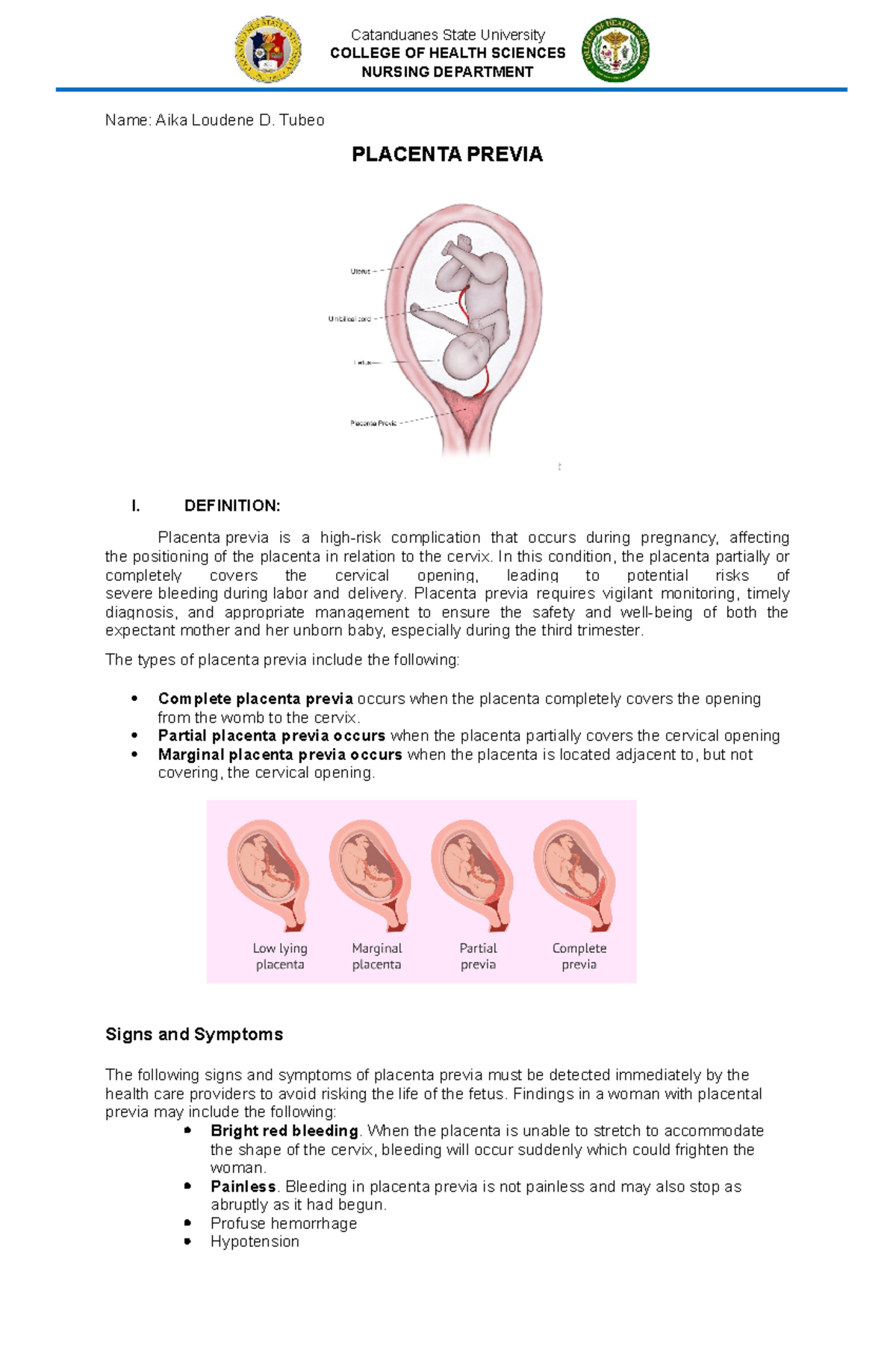 Placenta-Previa-cASE STUDY - COLLEGE OF HEALTH SCIENCES NURSING ...