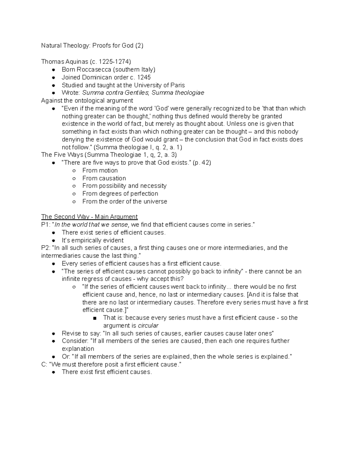 09/19 Natural Theology Proofs for God - Natural Theology: Proofs for ...