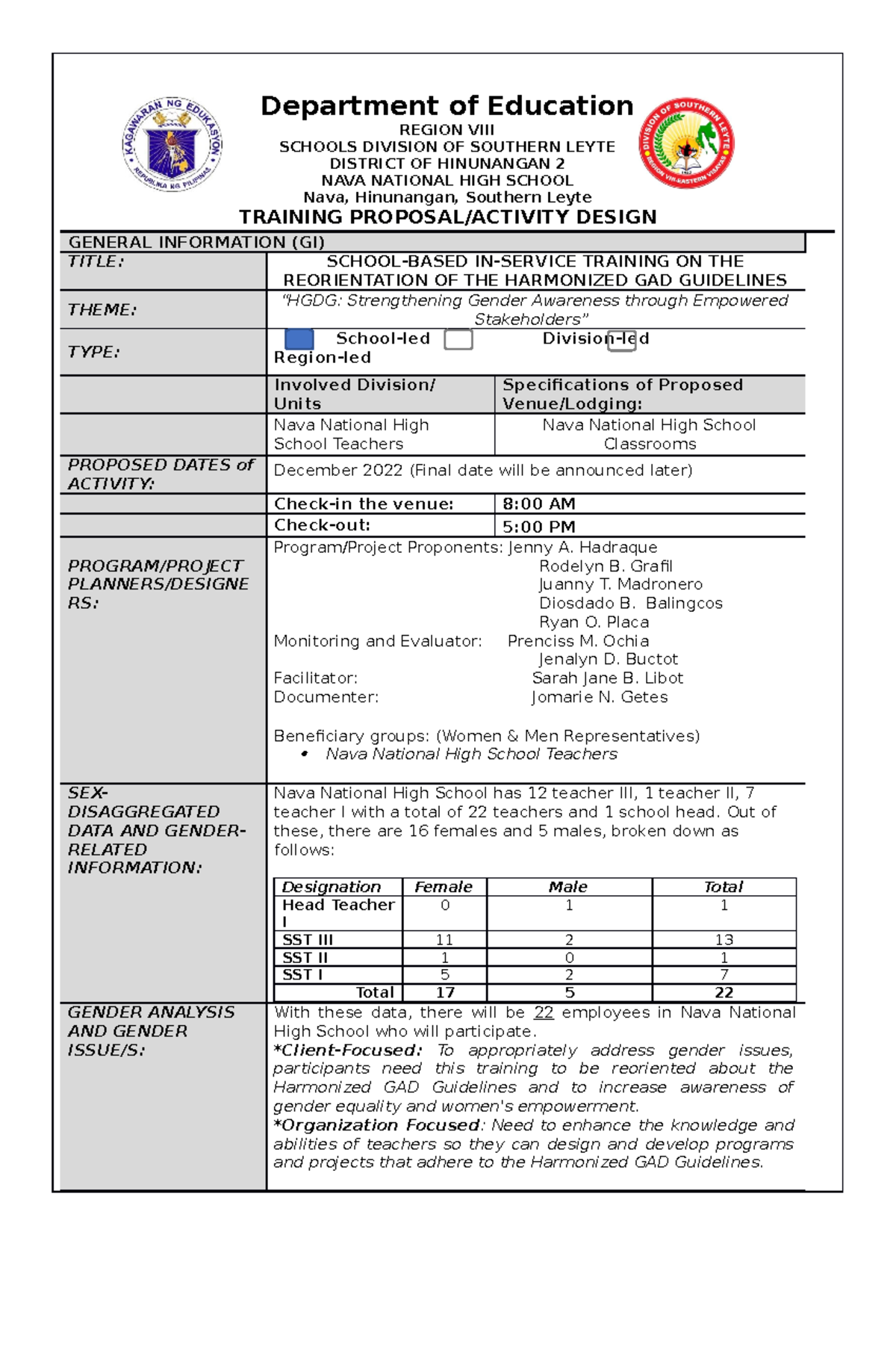 GAD Traing 2022 ( Revised NEW TEMP) - Department of Education REGION ...