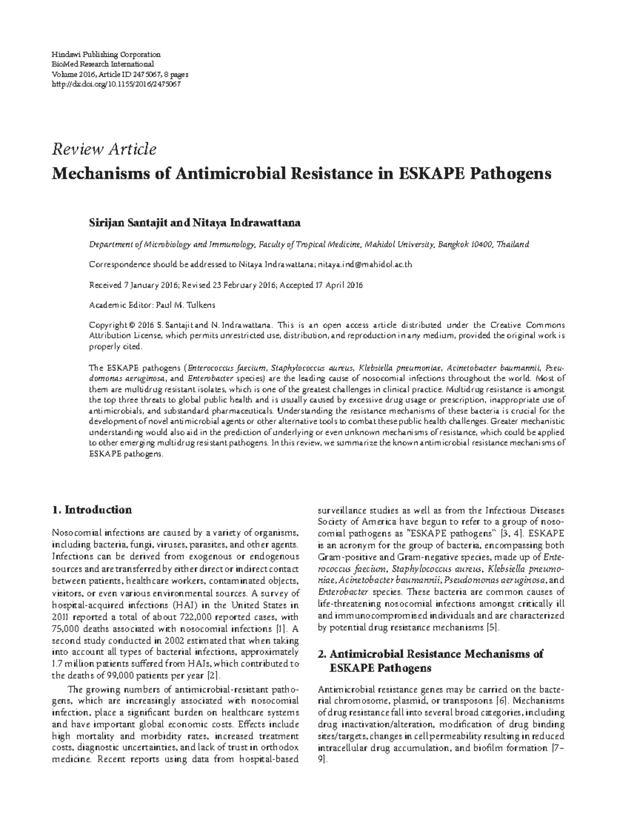 2-revision-2016 - asdsadas - Review Article Mechanisms of Antimicrobial ...