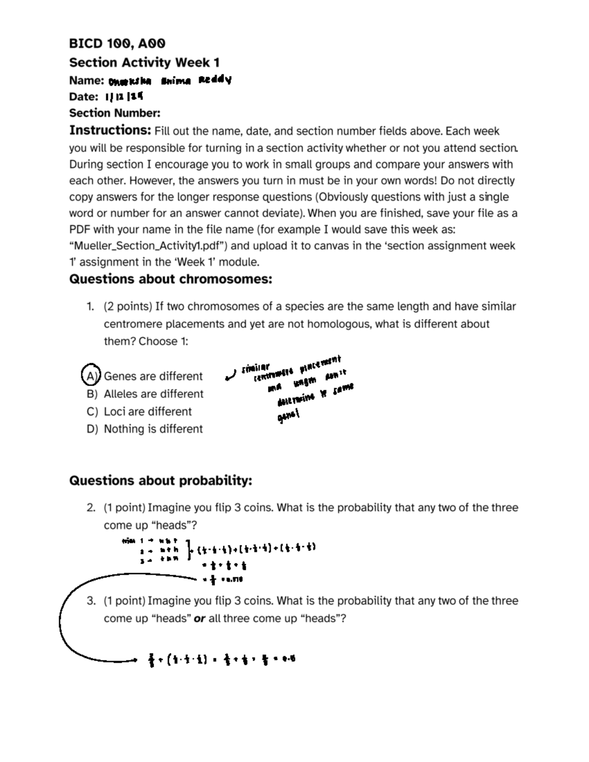 Section Activity 1 - Notes - BIPN 100 - Dheeksha Bhima Reddy 1/ · S IMI ...