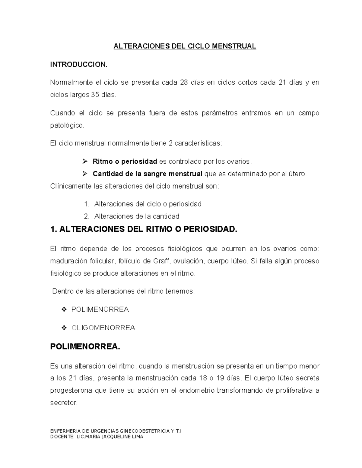 Alteraciones DEL Ciclo Menstrual - ALTERACIONES DEL CICLO MENSTRUAL ...