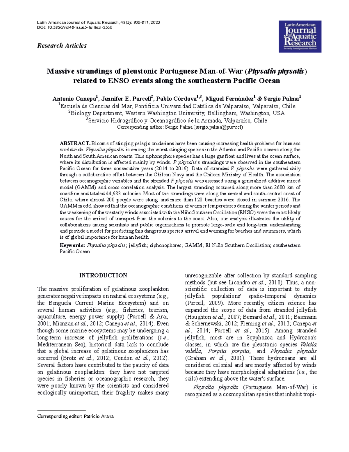 Cnidaria 7 - research - 806 Latin American Journal of Aquatic Research ...
