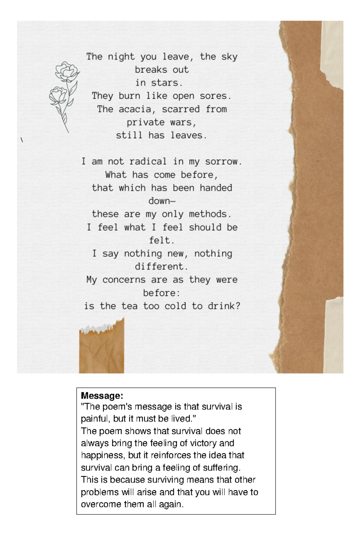 Modern- Literature- Content - \ Message: "The poem's message is that ...