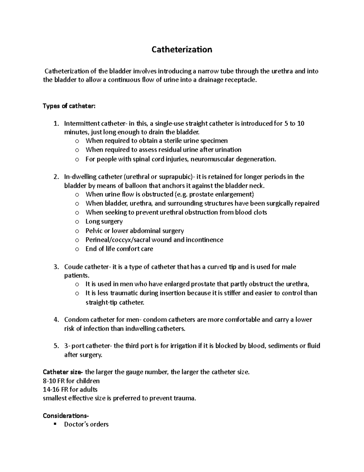 Catheterization - very important assignment - Catheterization ...